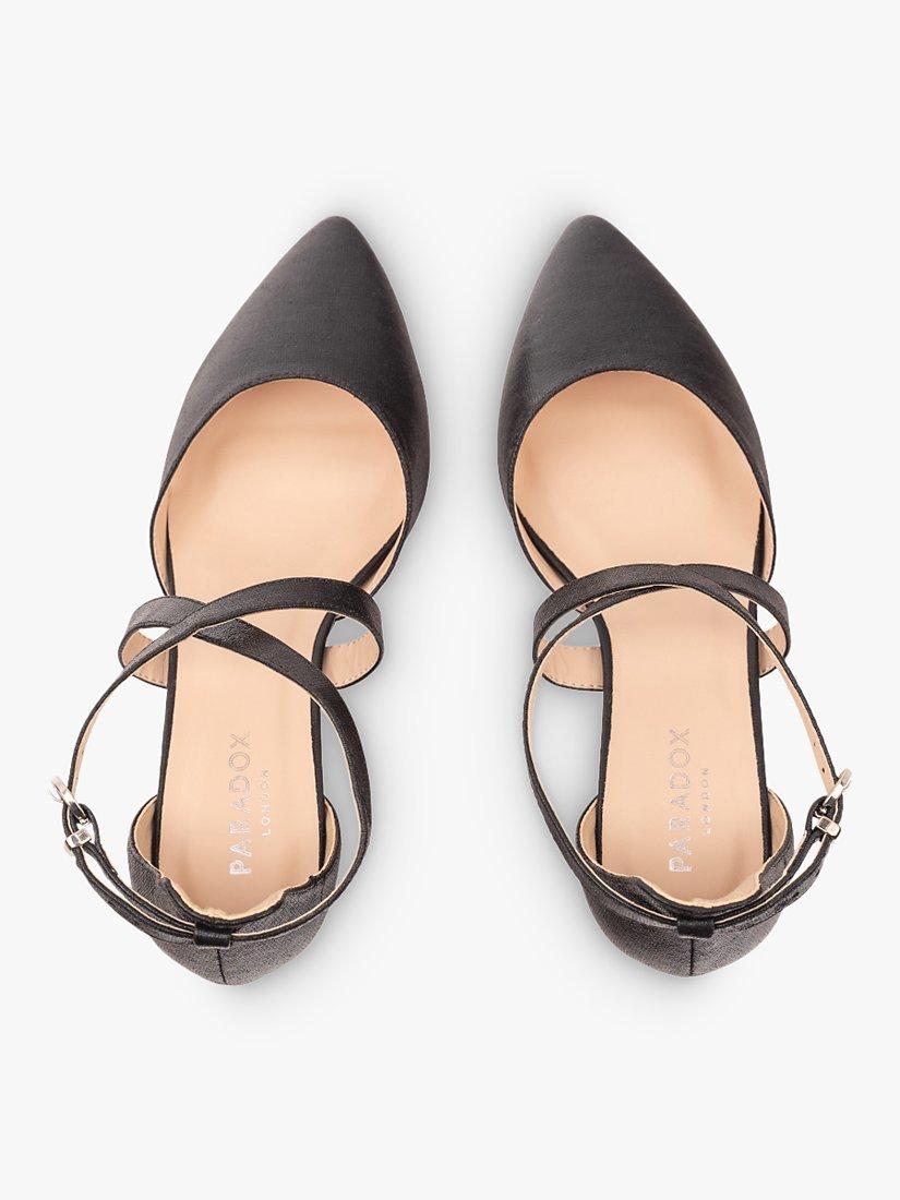 Paradox London Wide Fit Fran Shimmer Low Block Heel Court Shoes