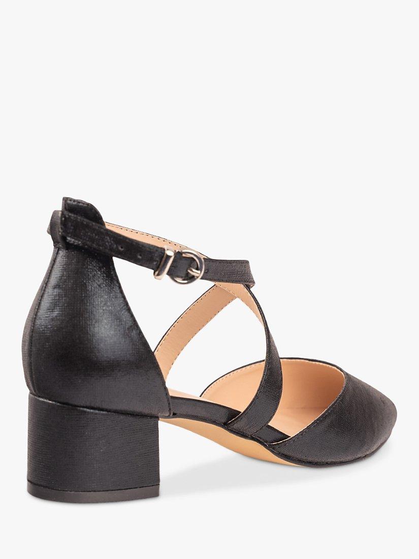 Paradox London Wide Fit Fran Shimmer Low Block Heel Court Shoes