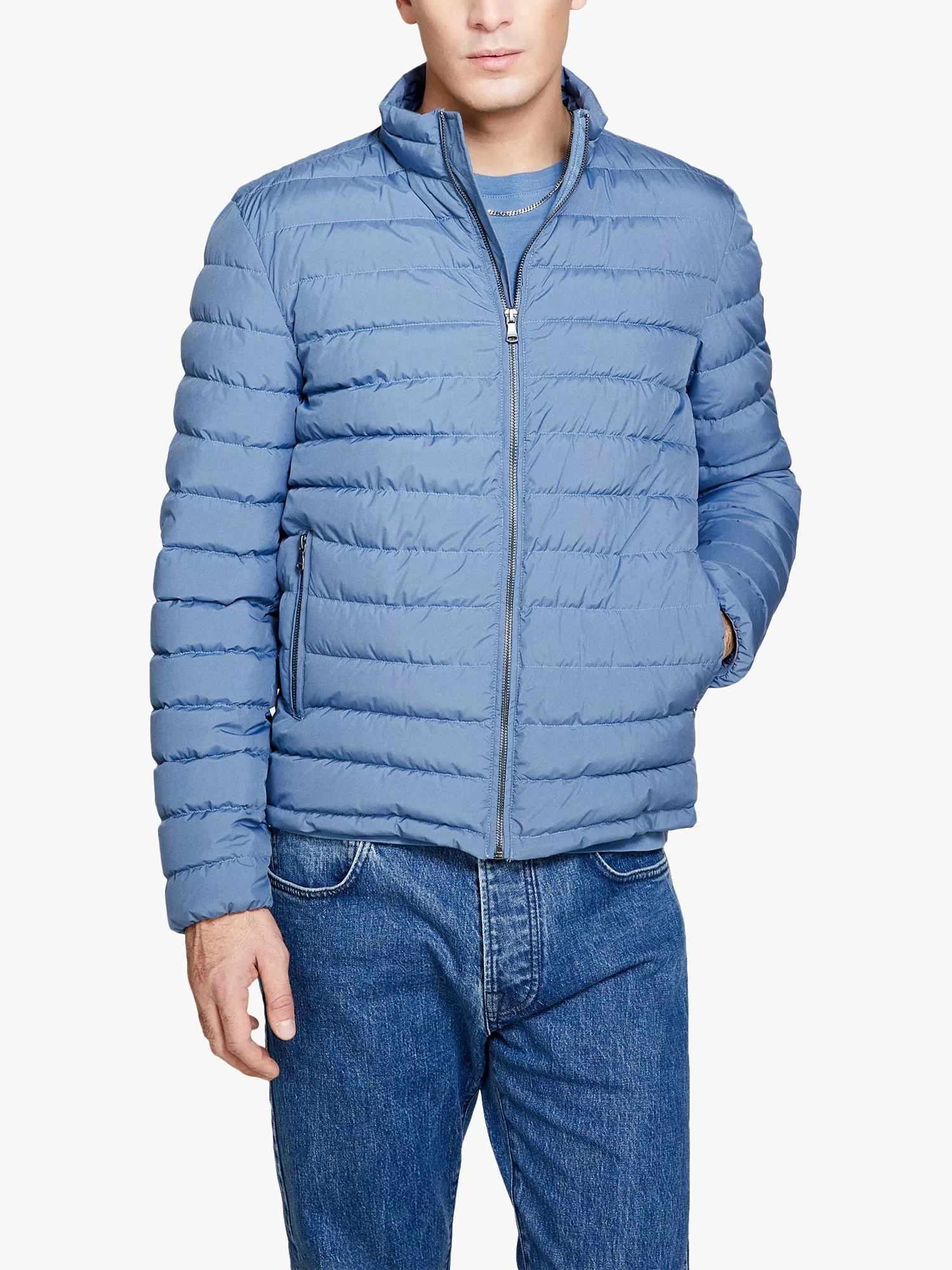 SISLEY Slim Fit Quilted Jacket, Blue, XL