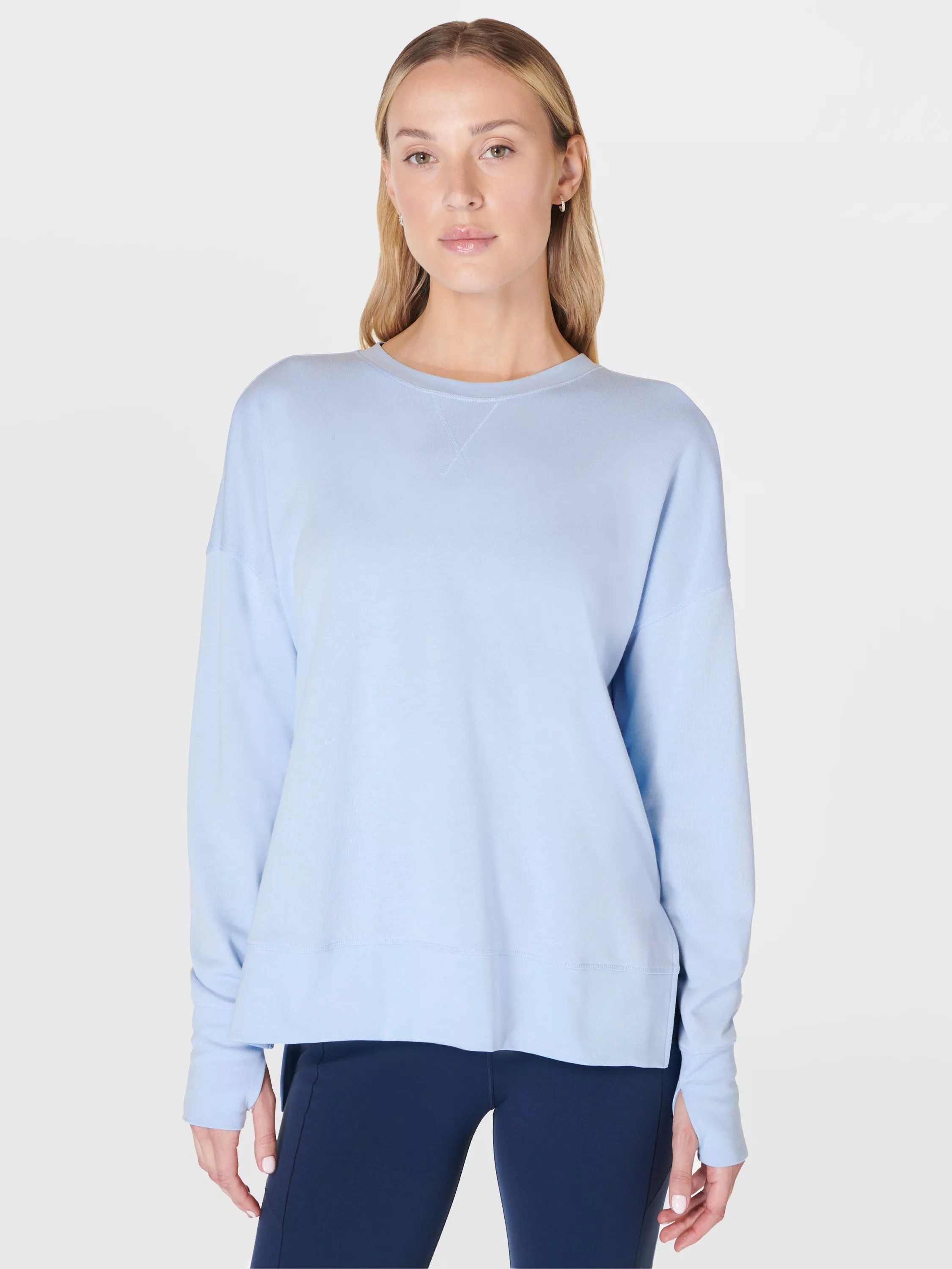 Sweaty Betty After Class Longline Sweatshirt, Breeze Blue, L