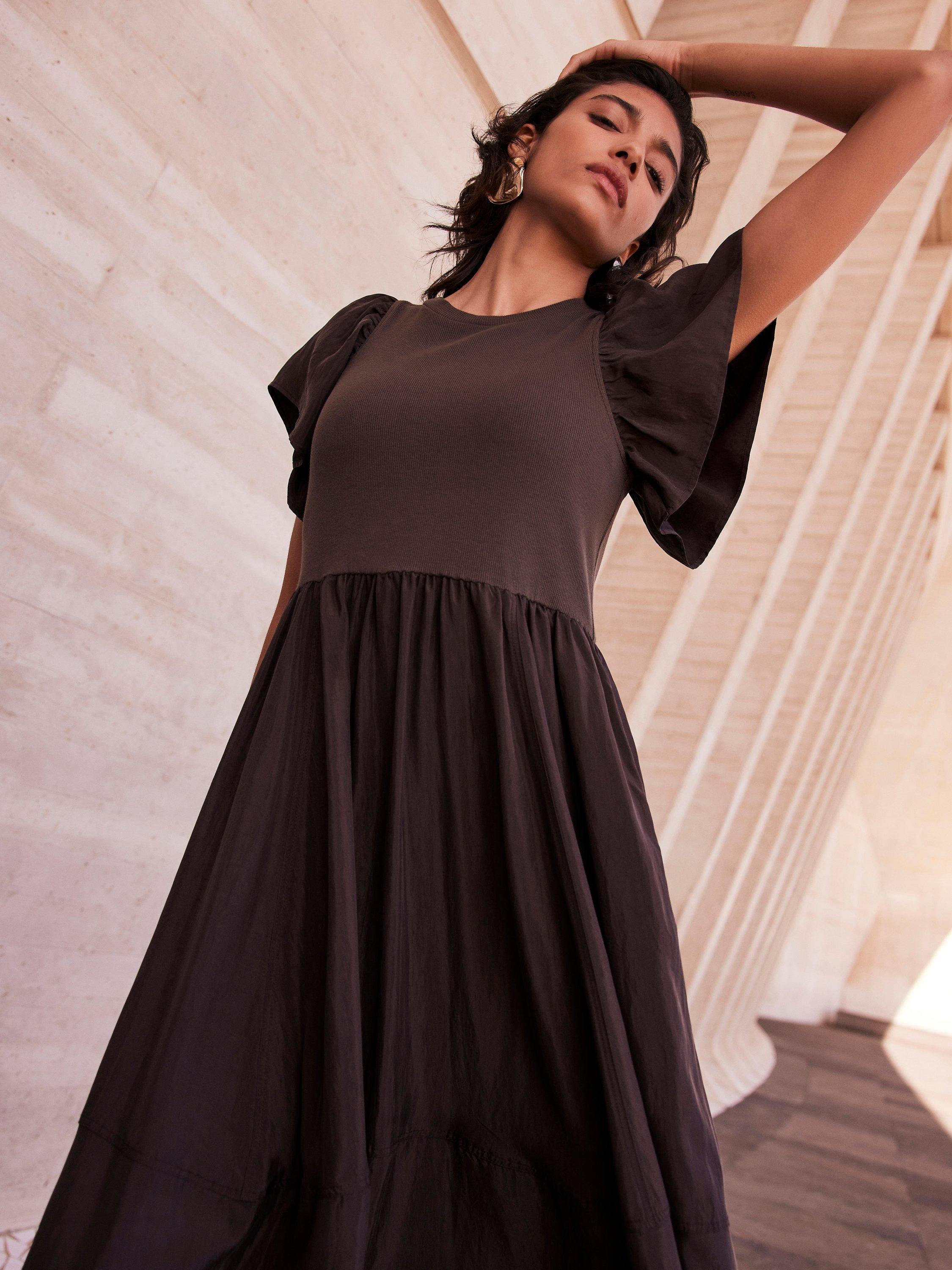 Mint Velvet Ruffle Sleeve Jersey Midi Dress