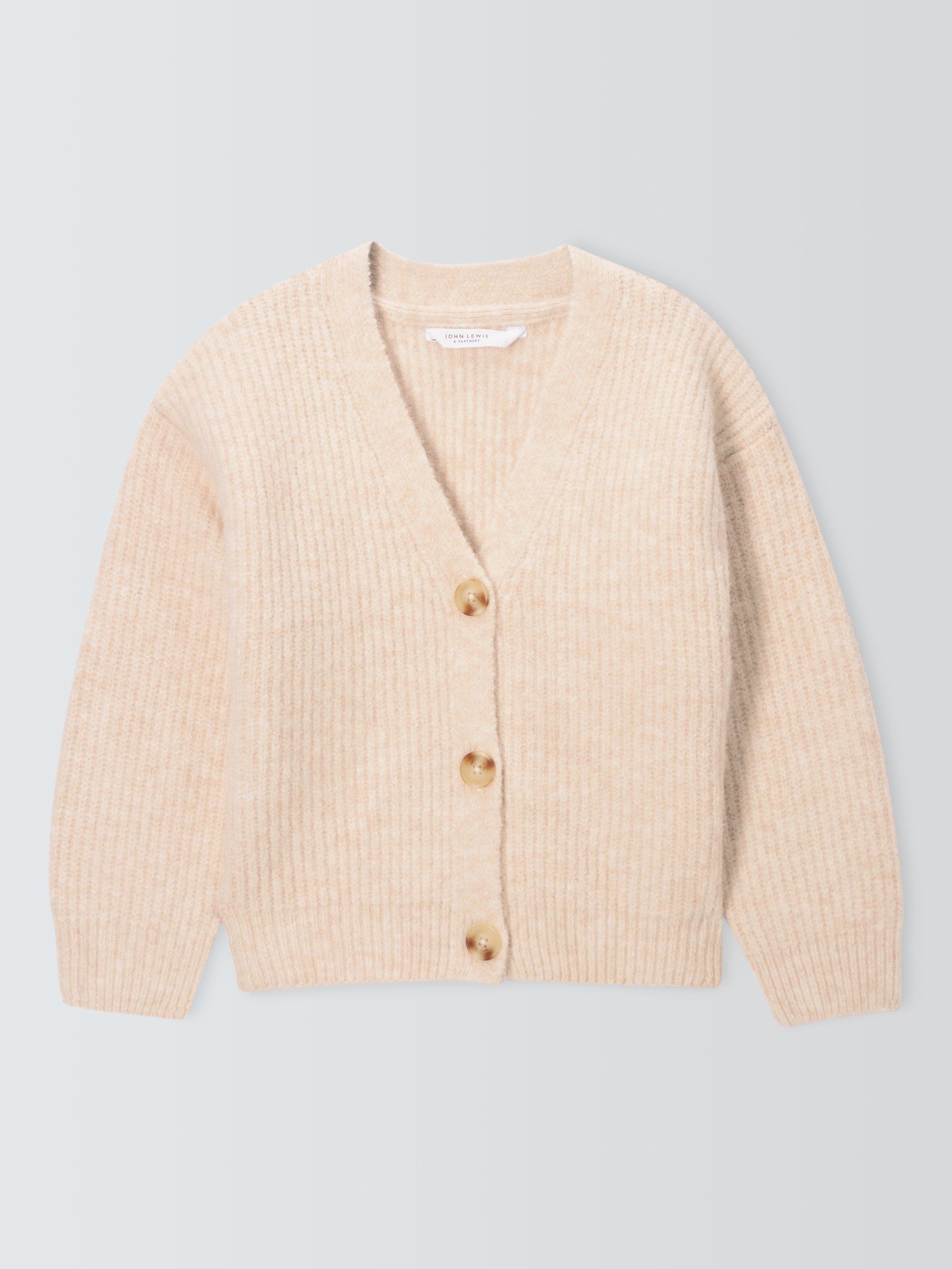 John Lewis Kids' Textured Cardigan, Cream