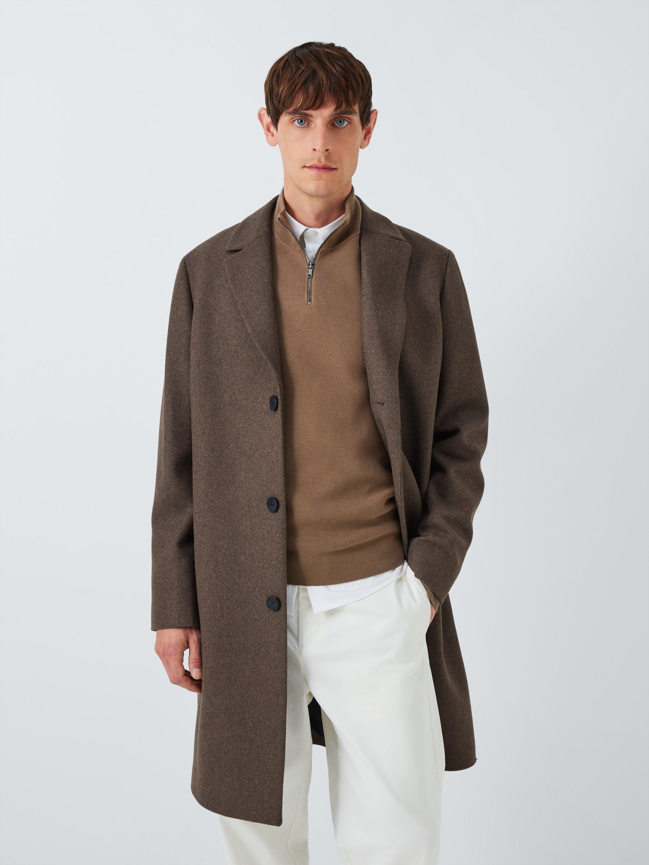 Kin Single Breasted Wool Blend Coat, Black