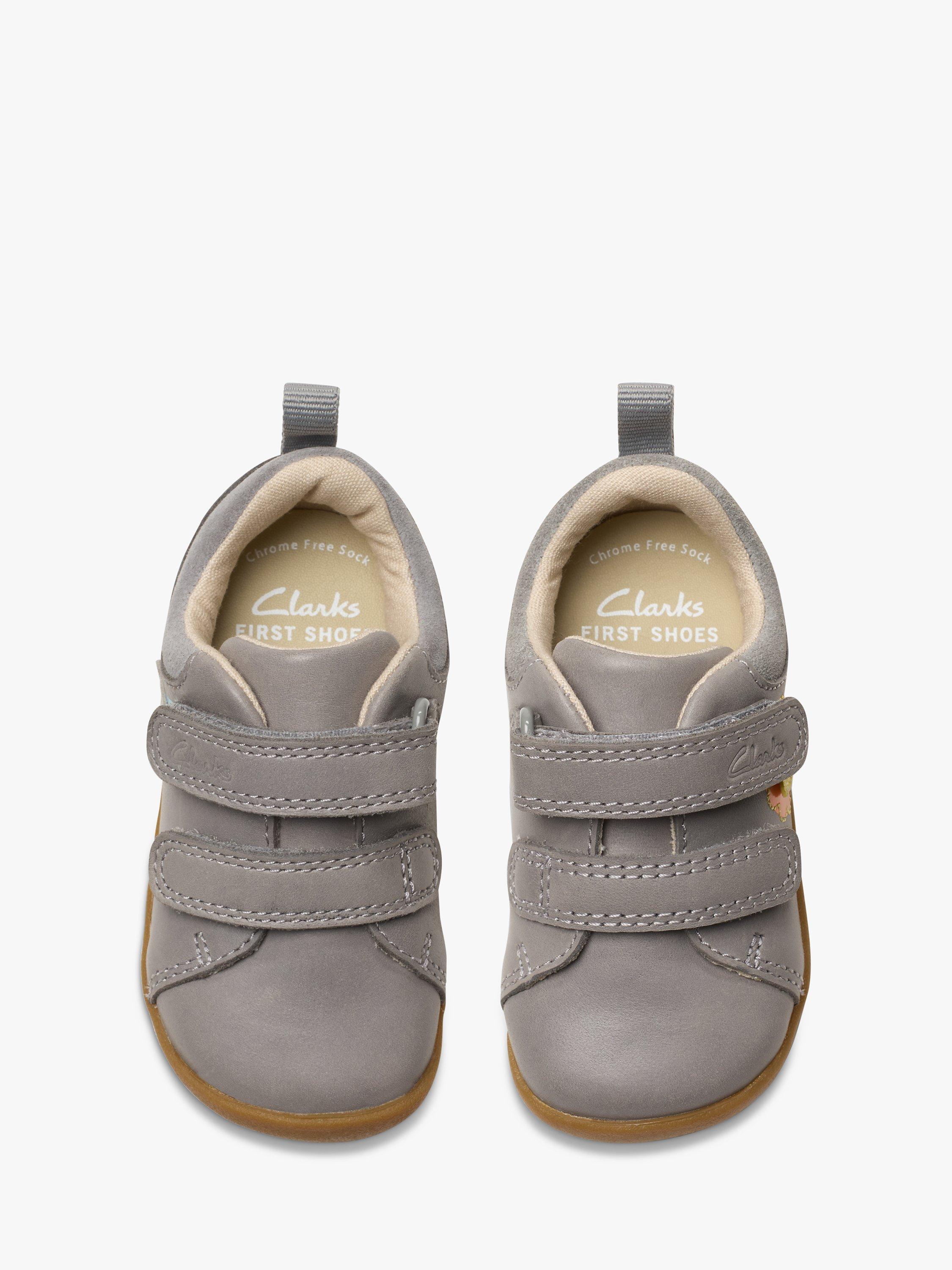 Clarks Baby Roamer Elephant Leather Shoes Grey