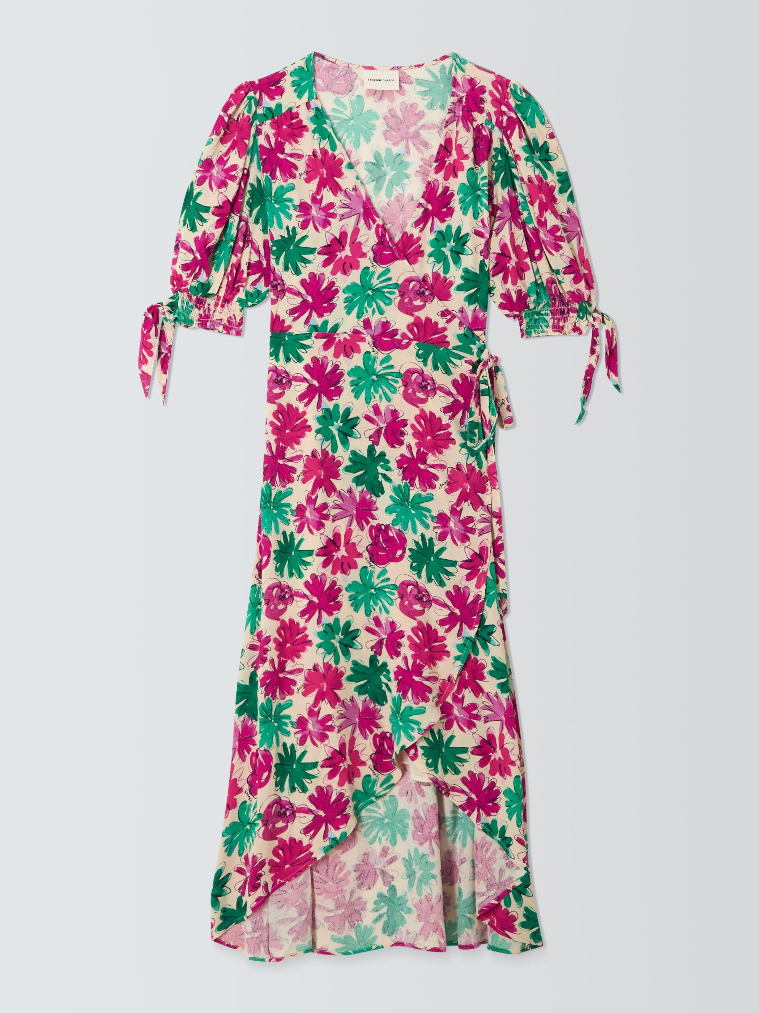 Fabienne Chapot Hannah Short Sleeve Floral Print Midi Wrap Dress, Warm ...