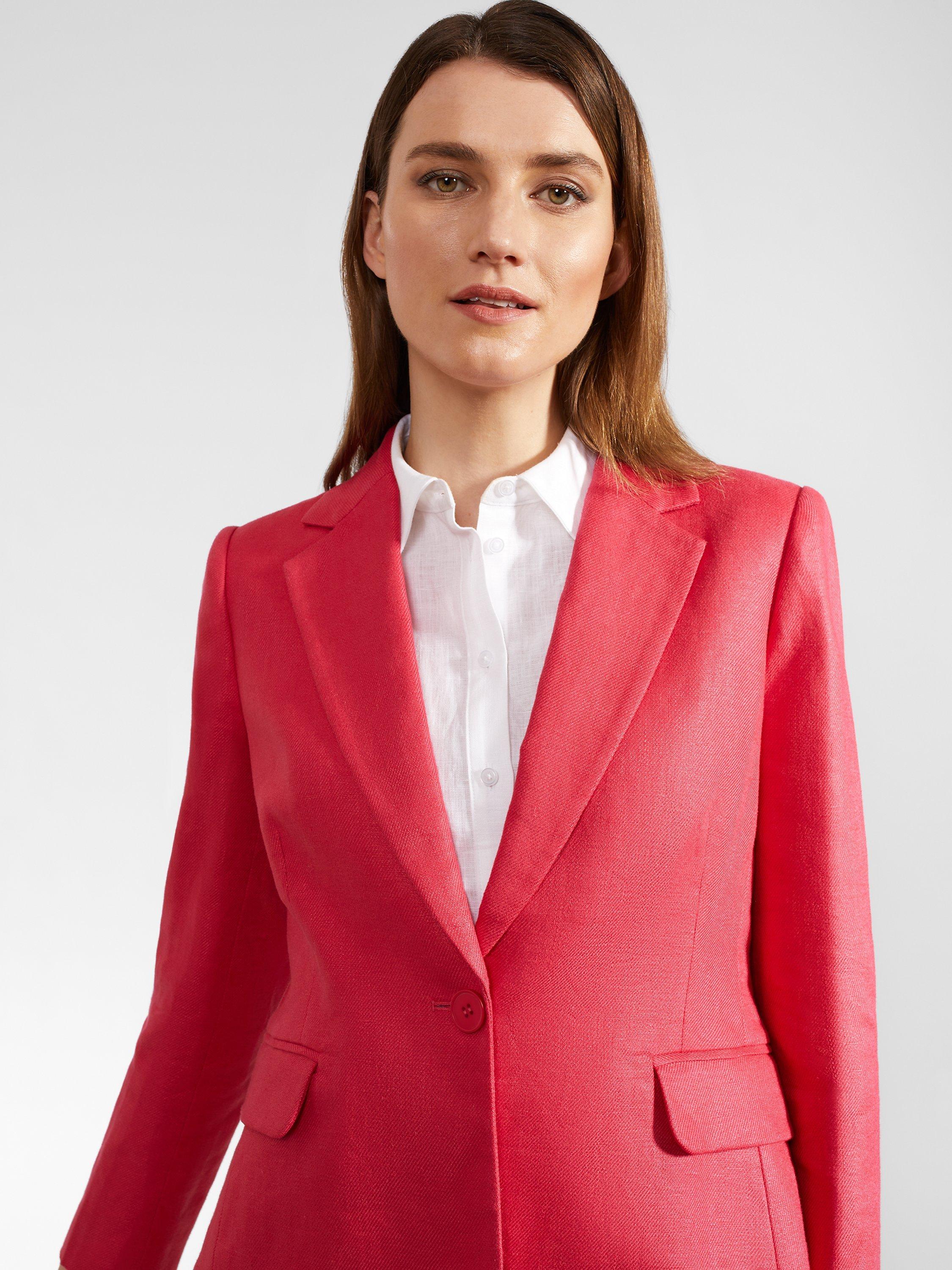 Hobbs Petite Mirabel Single Breasted Linen Suit Jacket, Raspberry Pink