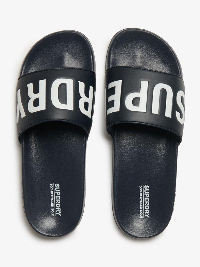 Superdry Vegan Core Logo Pool Sliders, Deep Navy/Optic