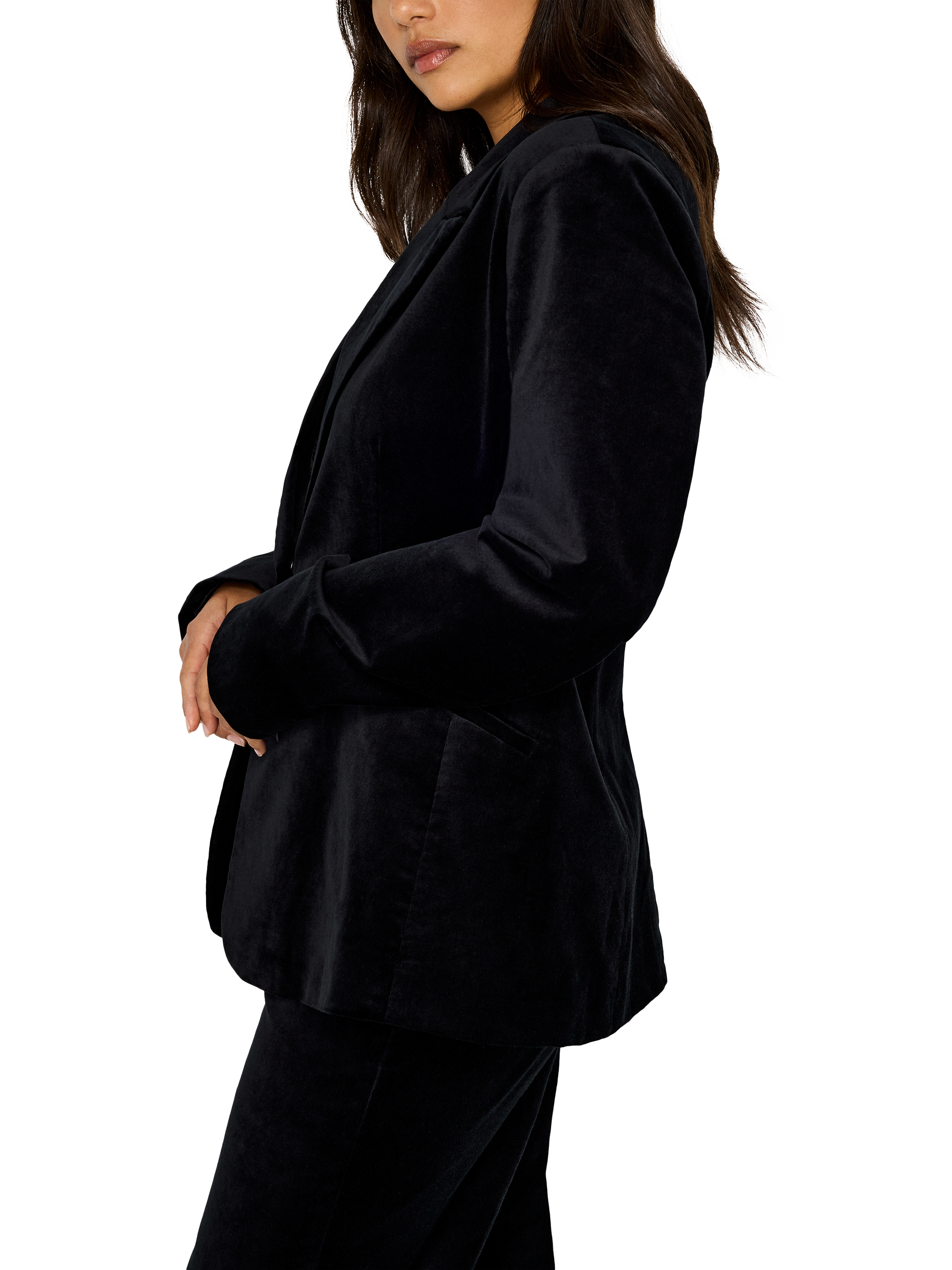 Good American Velvet Sculpted Blazer Black
