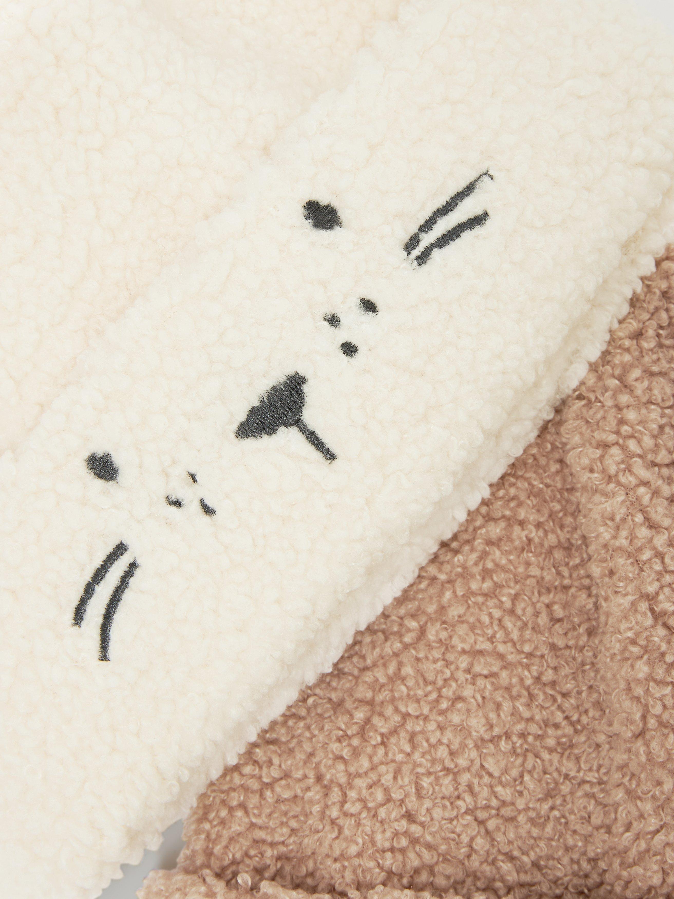 John Lewis Baby Borg Bunny Hat, Pack of 2, Natural