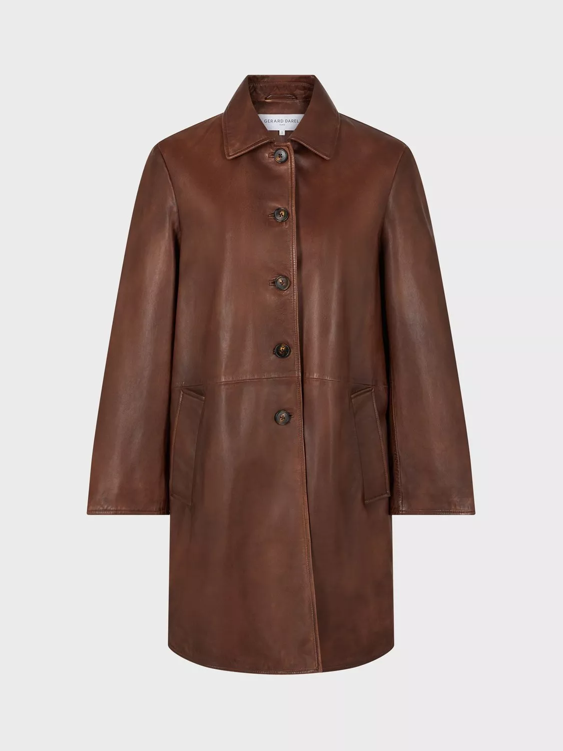Gerard Darel Layane Leather Coat, Brown
