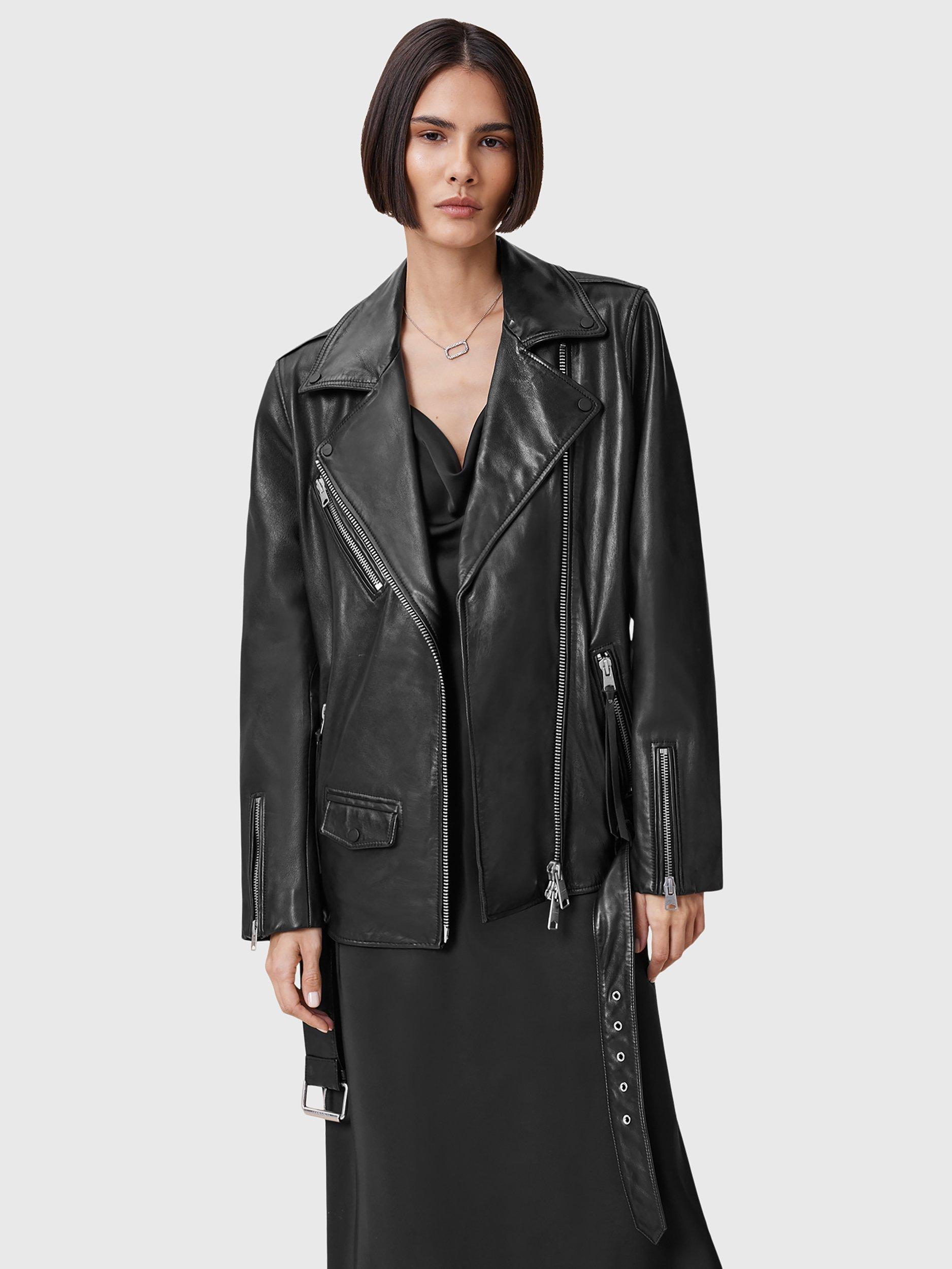 AllSaints Billie Leather Biker Jacket Black