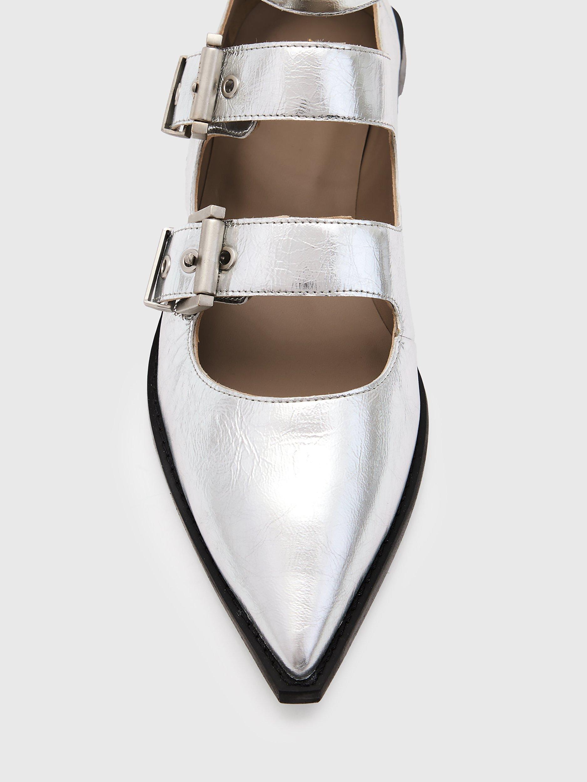 AllSaints Susan Leather Buckle Detail Pumps