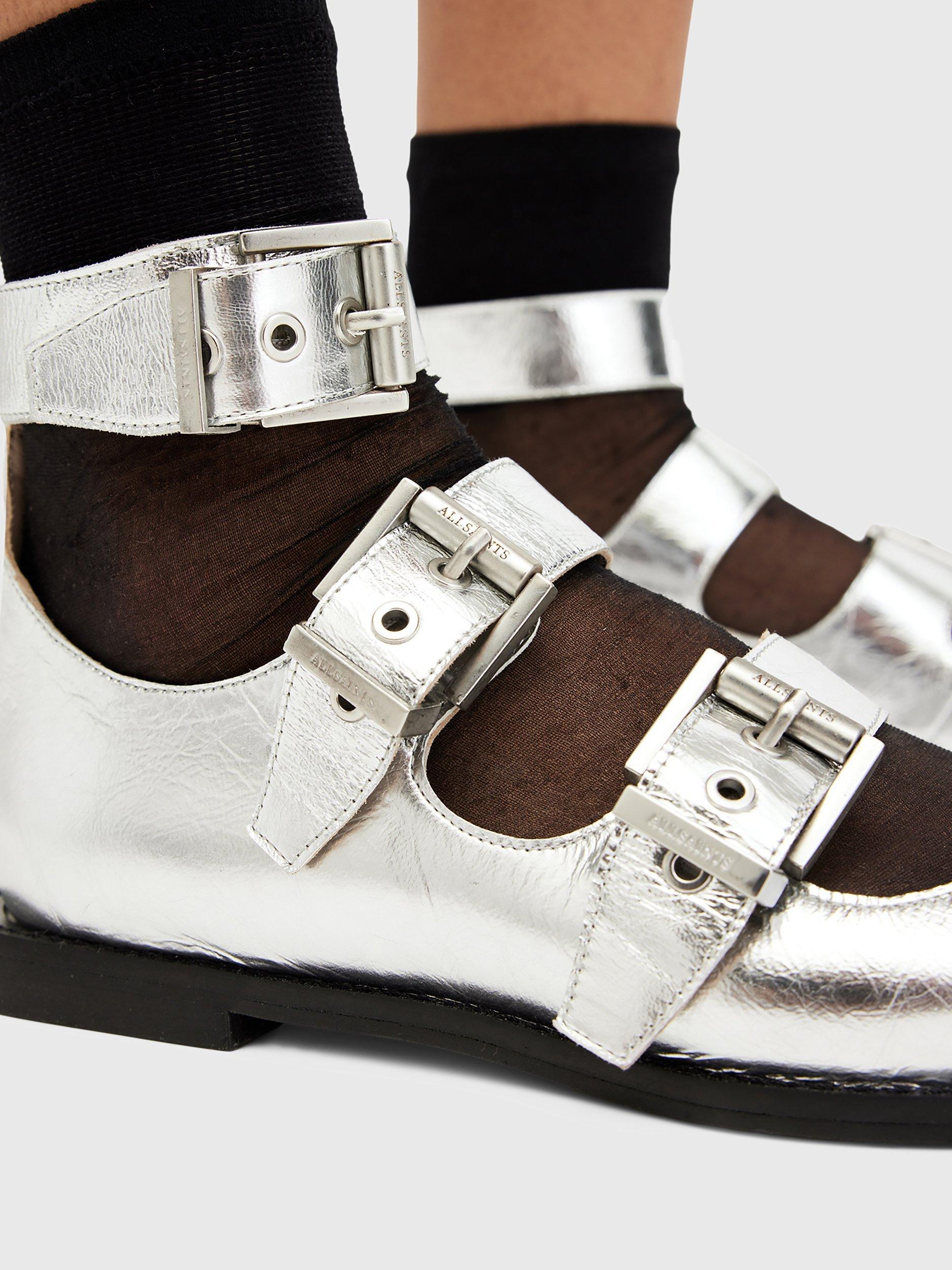 AllSaints Susan Leather Buckle Detail Pumps