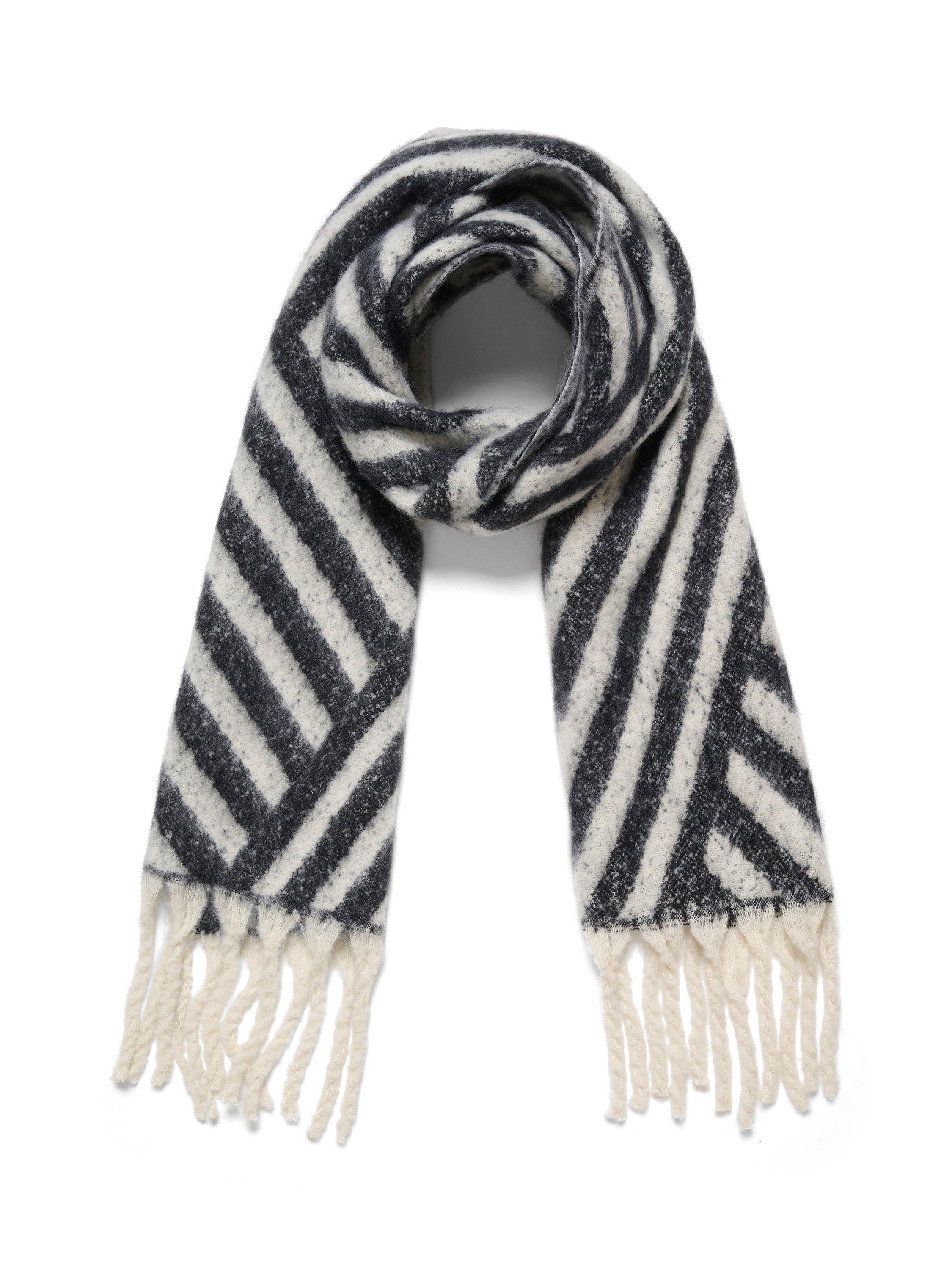 KAFFE Jojo Stripe Scarf, Dark Grey/Light Grey