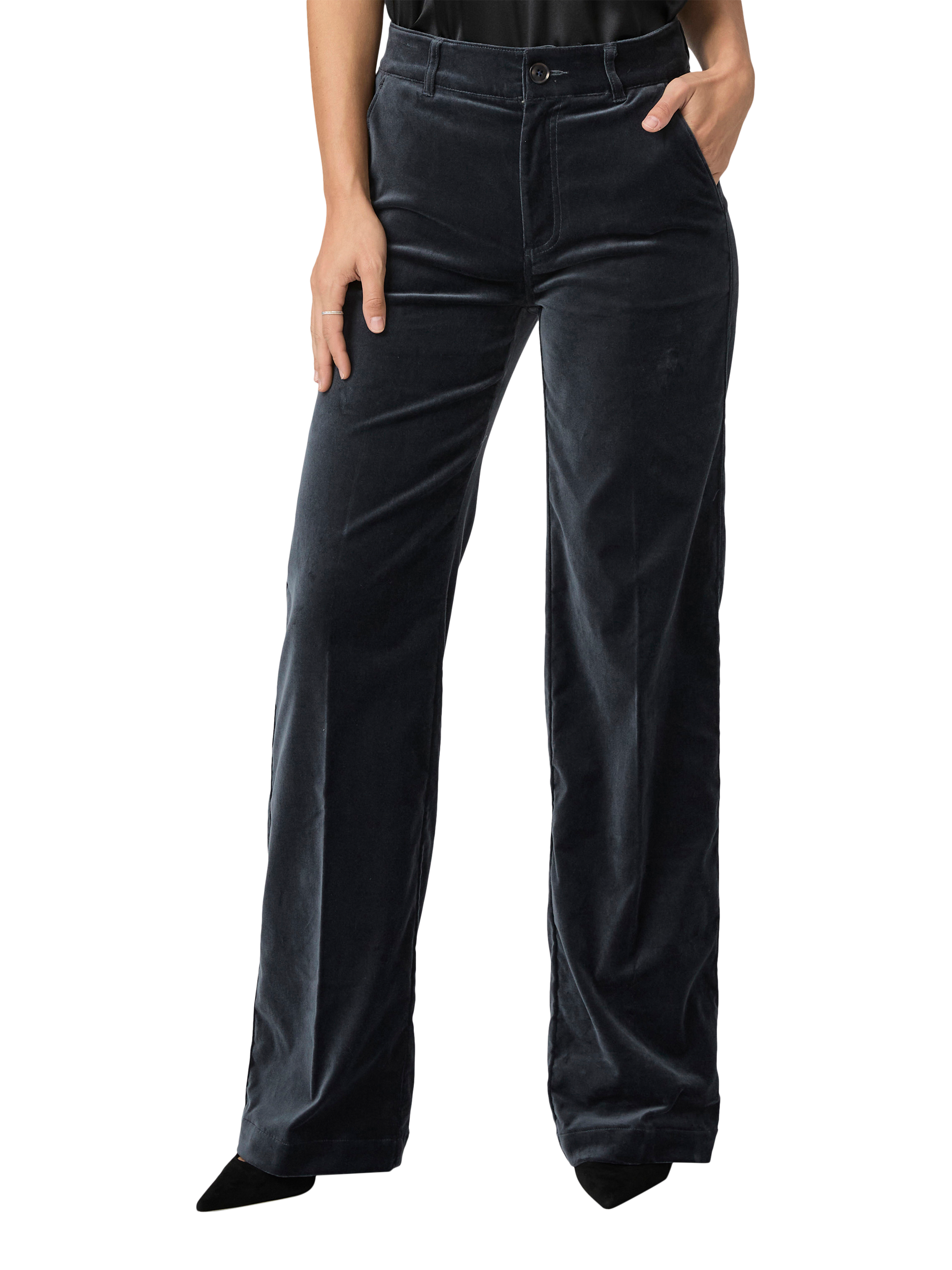 PAIGE Sasha Wide Leg Velvet Trousers, Calico Blue, 30