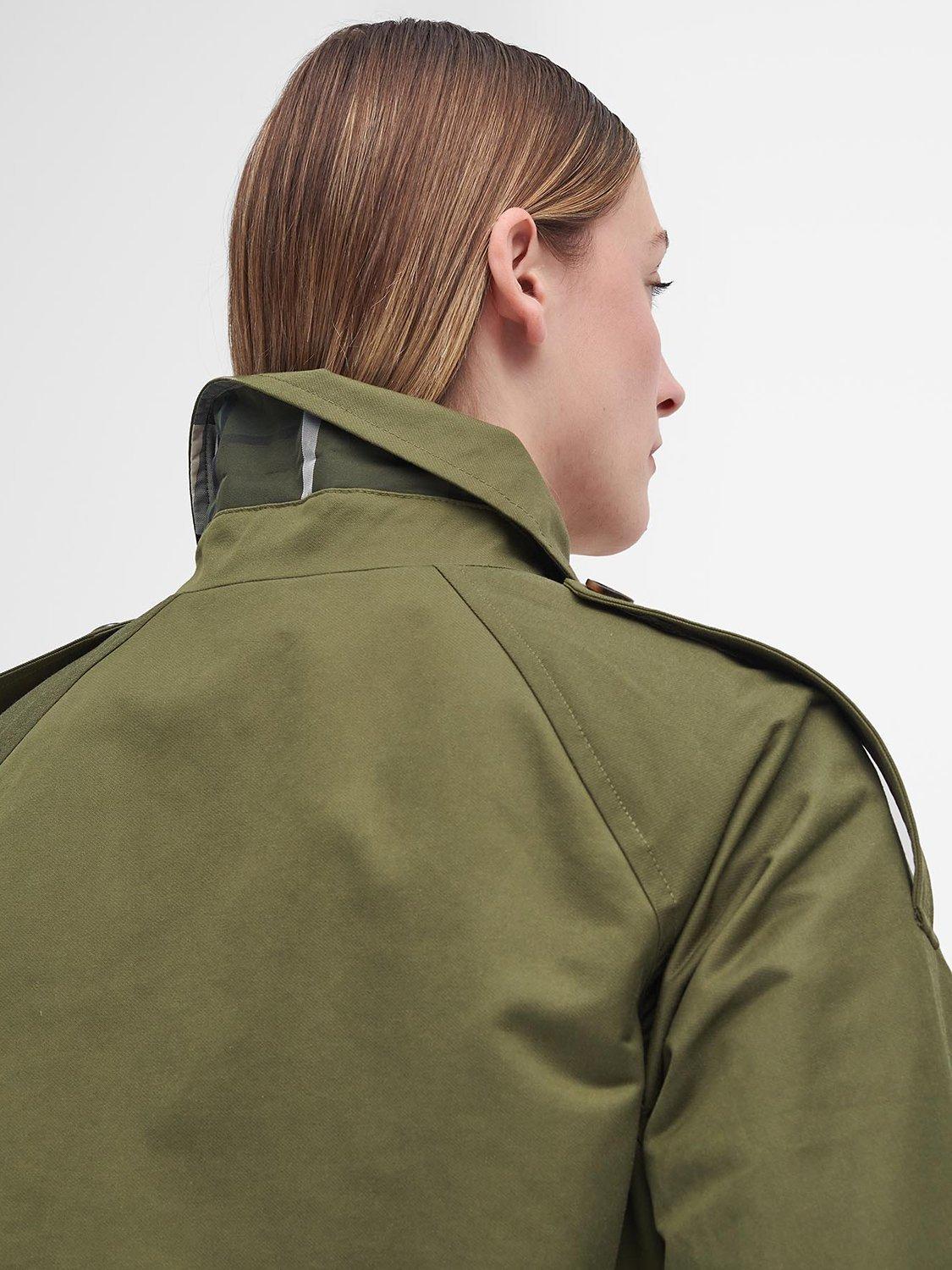 Barbour Marie Showerproof Trench Coat, Dark Green
