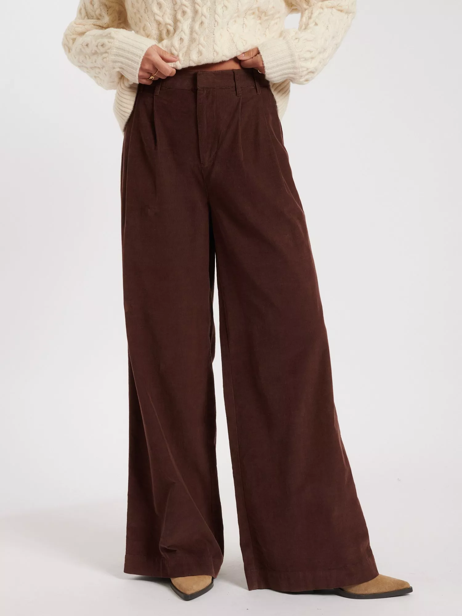 Nobody's Child Ava Wide Leg Corduroy Trousers, Brown
