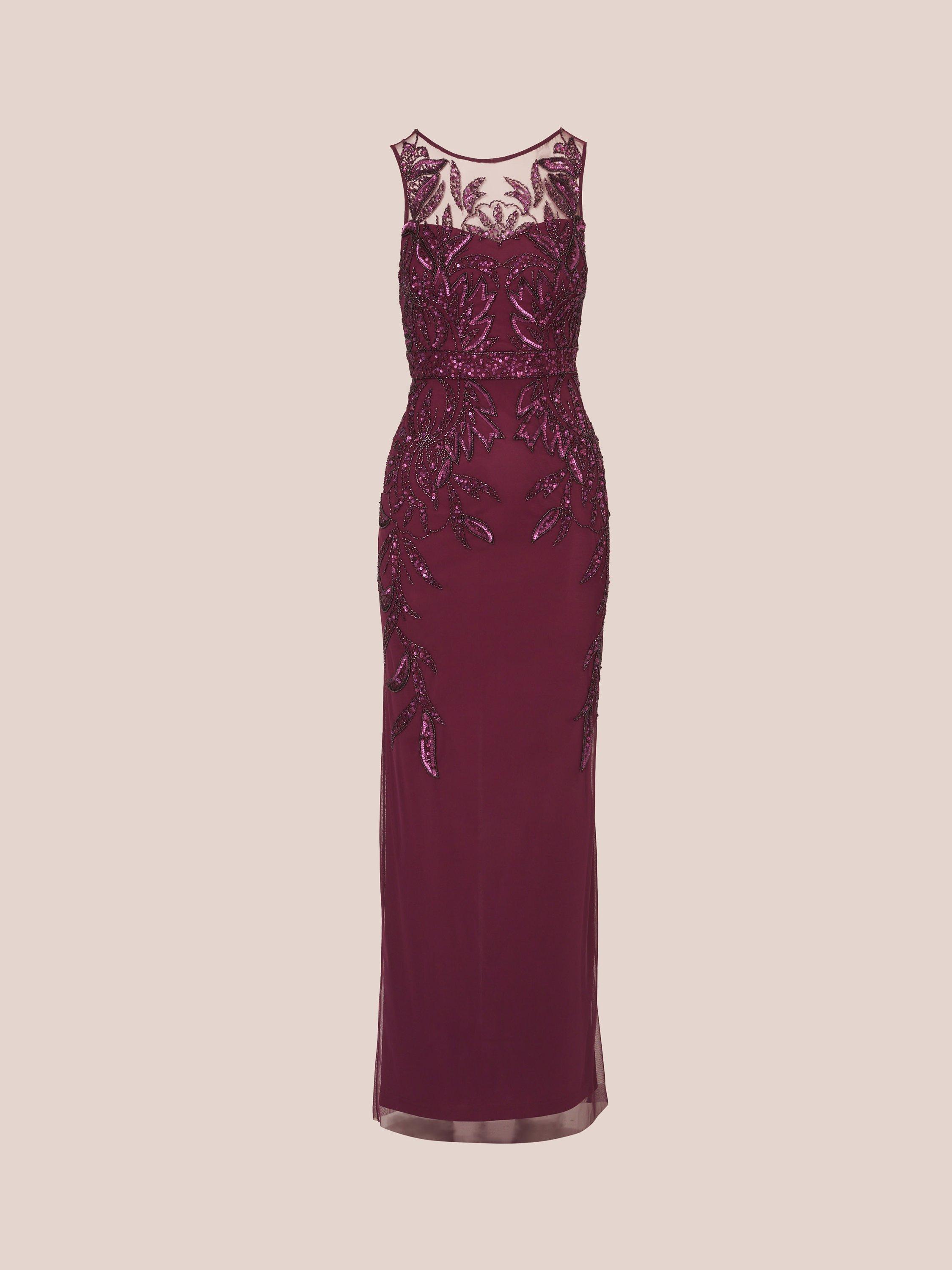 Adrianna Papell Beaded Column Maxi Dress, Cassis