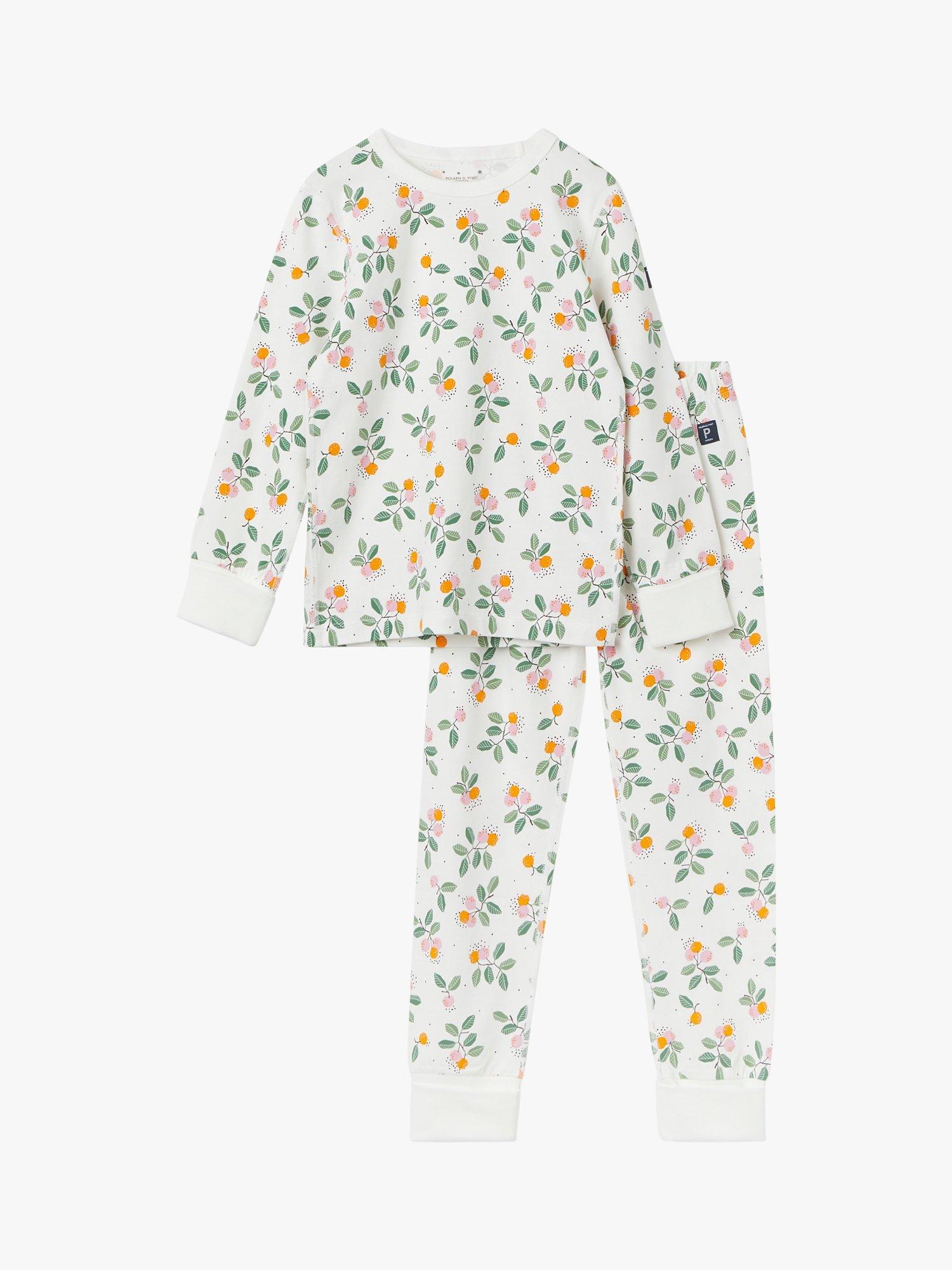 Polarn O. Pyret Kids' Fruit Print Long Sleeve Pyjama Set, White