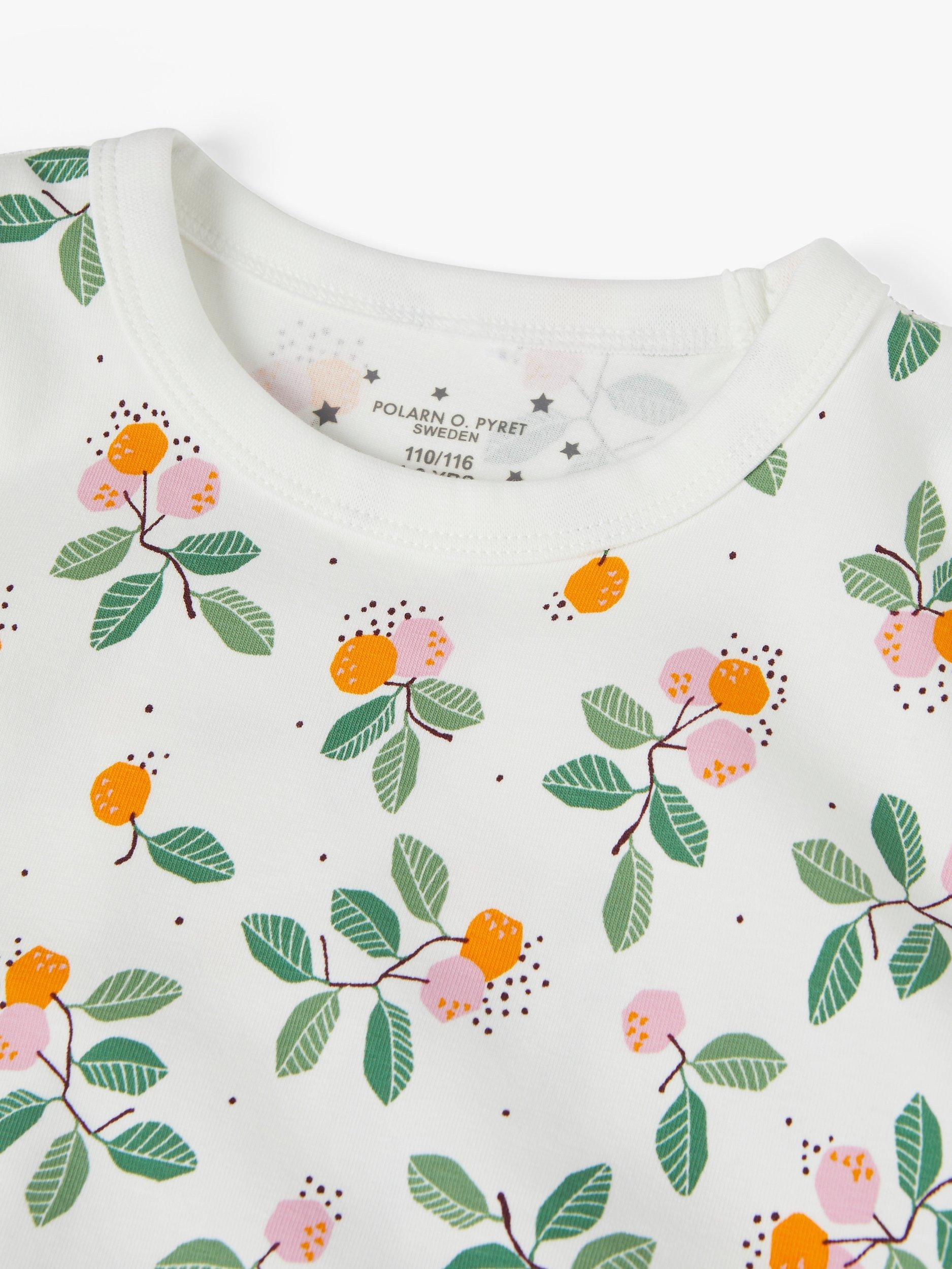 Polarn O. Pyret Kids' Fruit Print Long Sleeve Pyjama Set, White