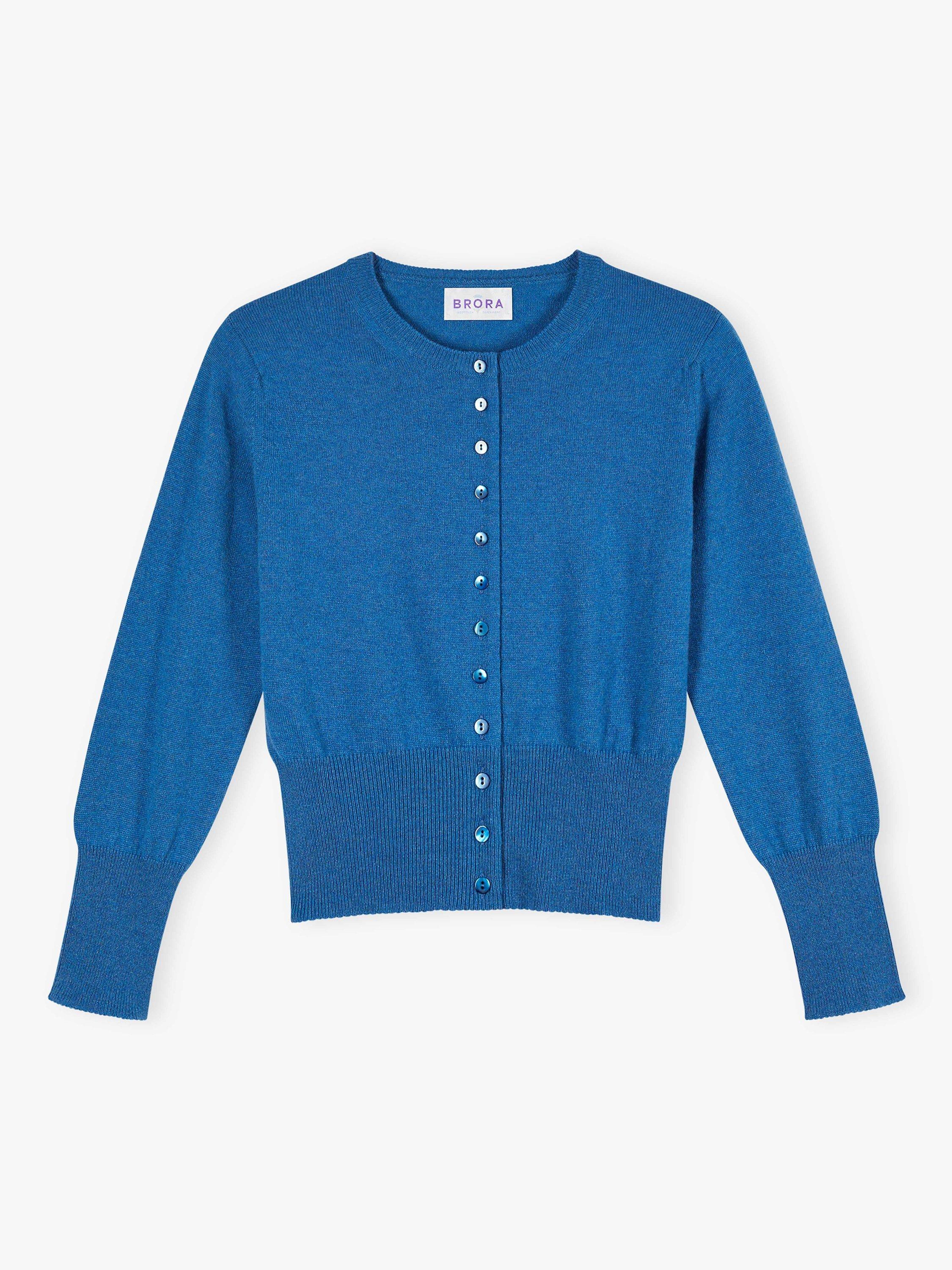 Brora Cropped Cashmere Cardigan, China Blue