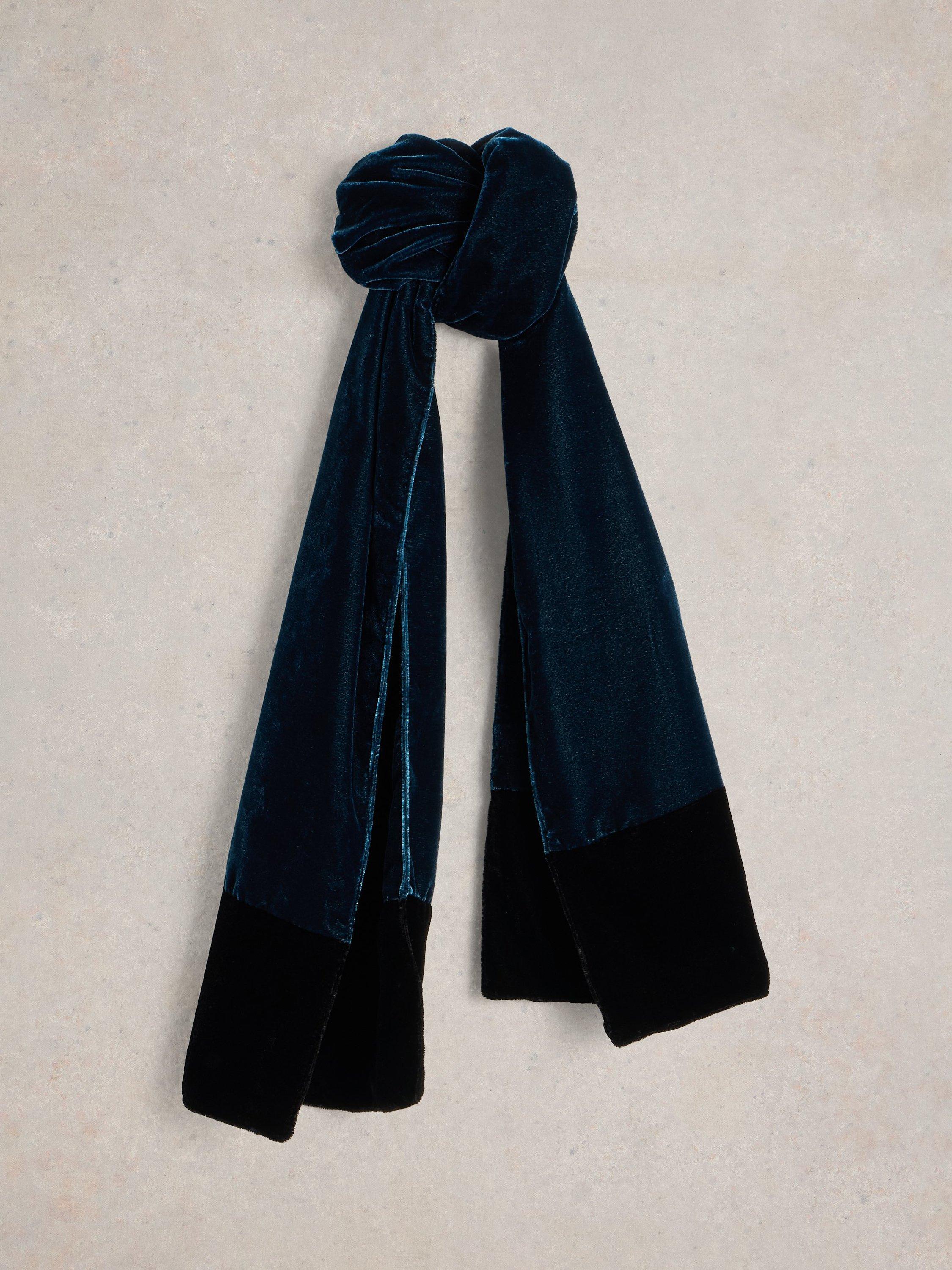 White Stuff Velvet Two-Tone Scarf, Dark Teal