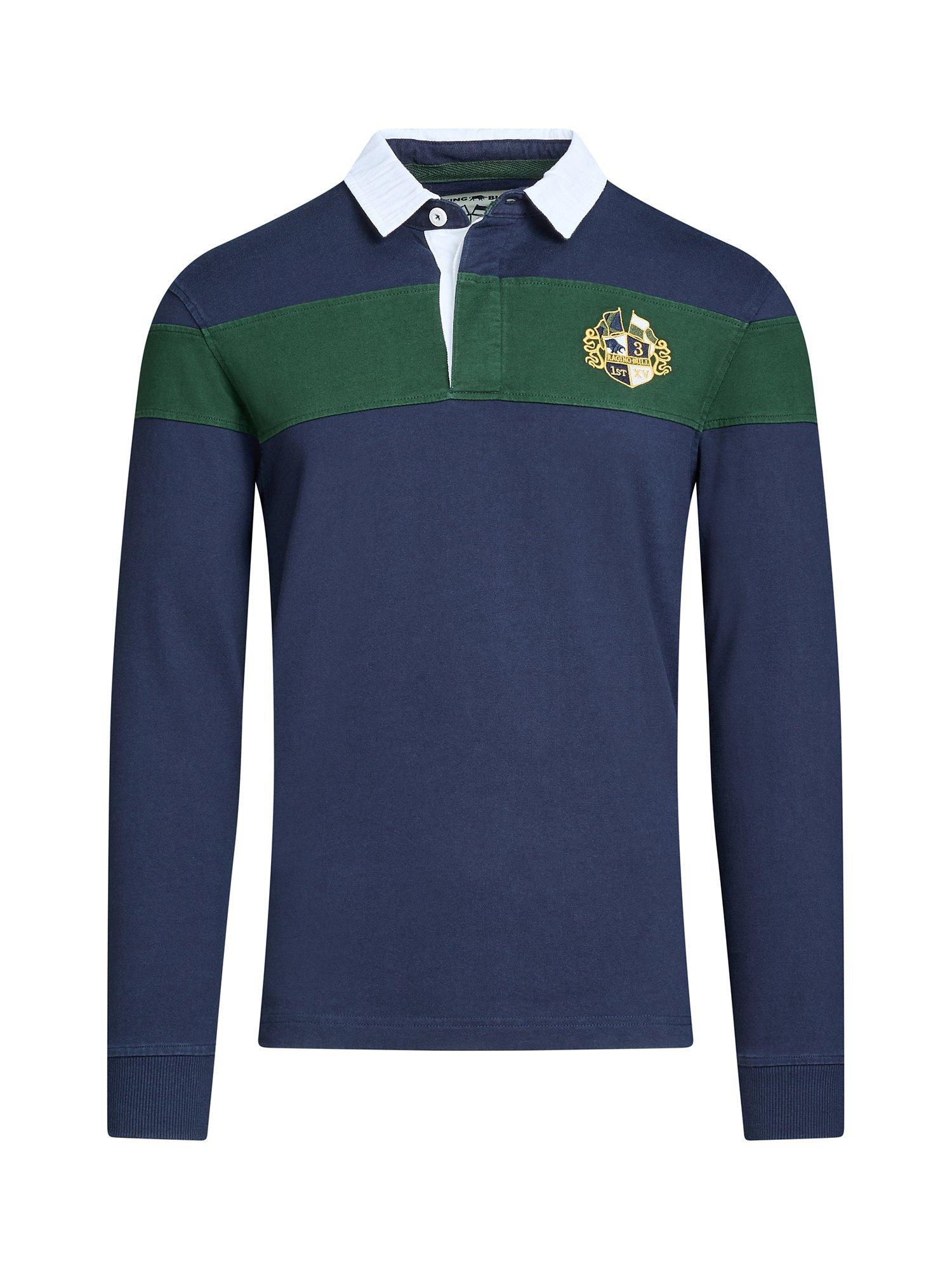 Raging Bull Chest Panel Rugby Shirt, Navy/Multi