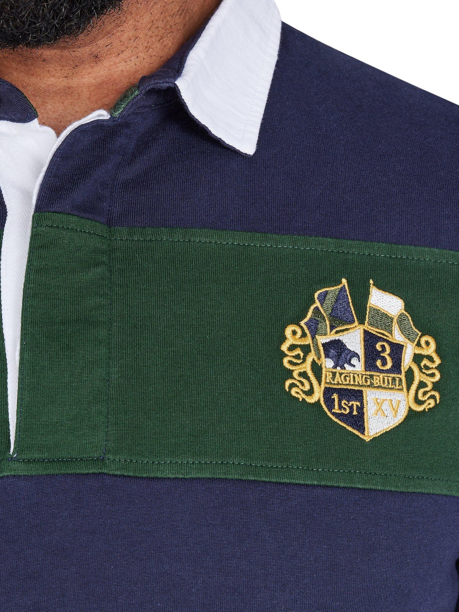 Raging Bull Chest Panel Rugby Shirt, Navy/Multi