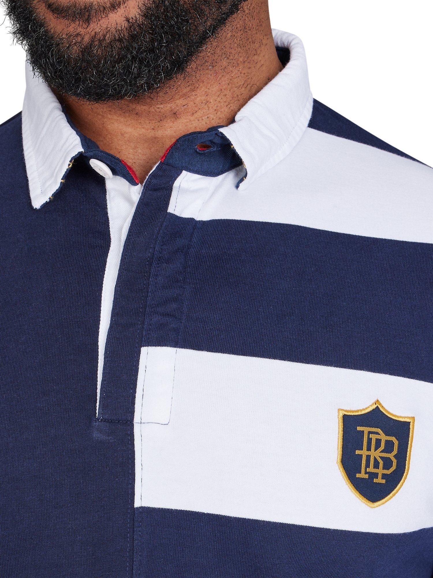Raging Bull Harlequin Stripe Rugby Shirt, Navy/Multi