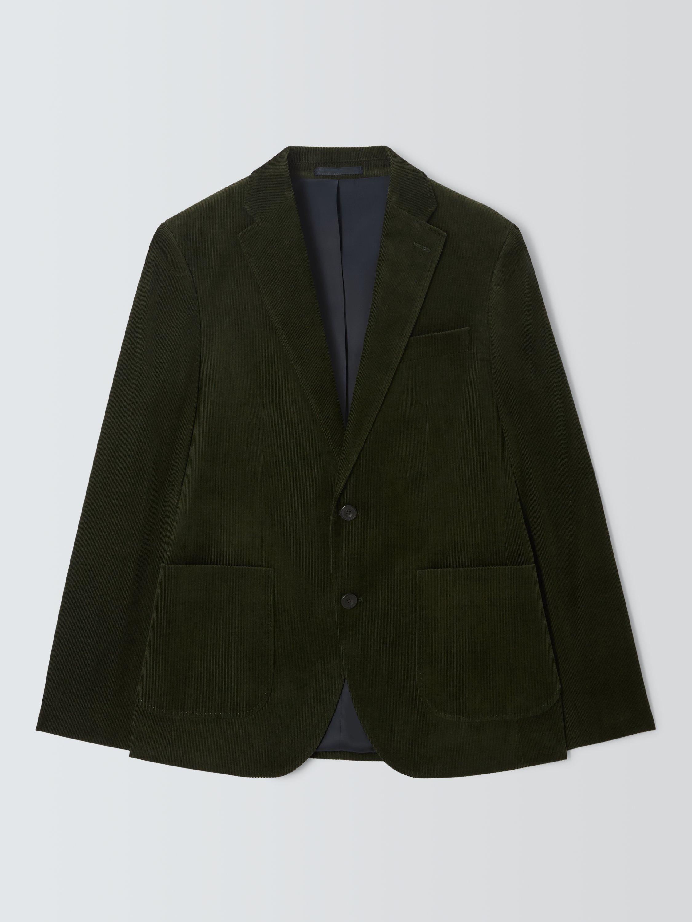 John Lewis Regular Fit Single Breasted Corduroy Suit Jacket, Forest ...