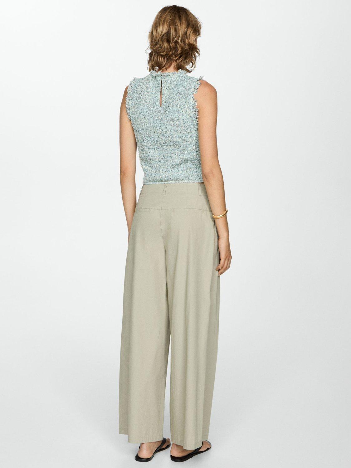 Mango Aqua Tweed Fray Top, Aqua