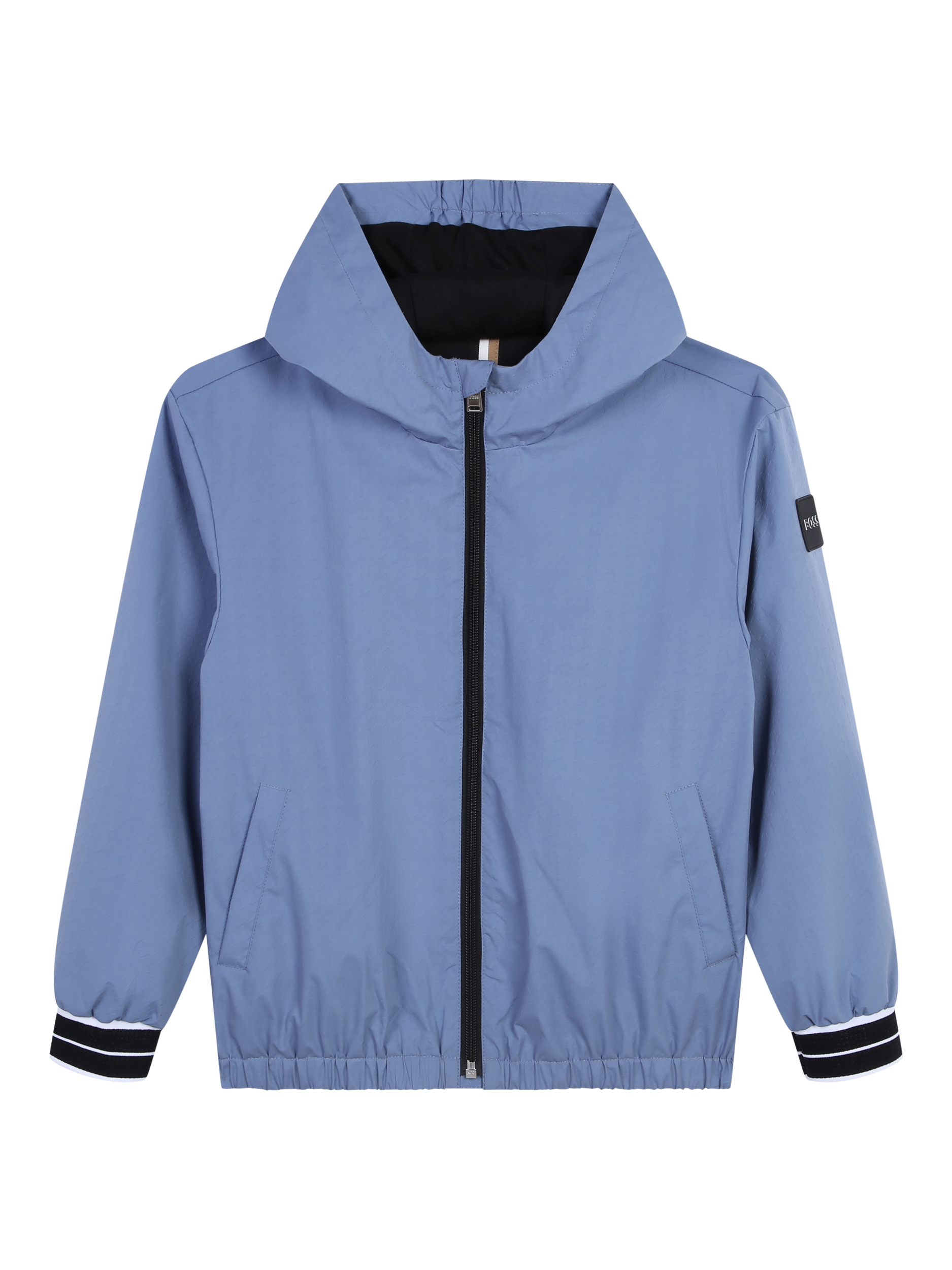 HUGO BOSS Kids Hooded Windbreaker Jacket Medium Grey