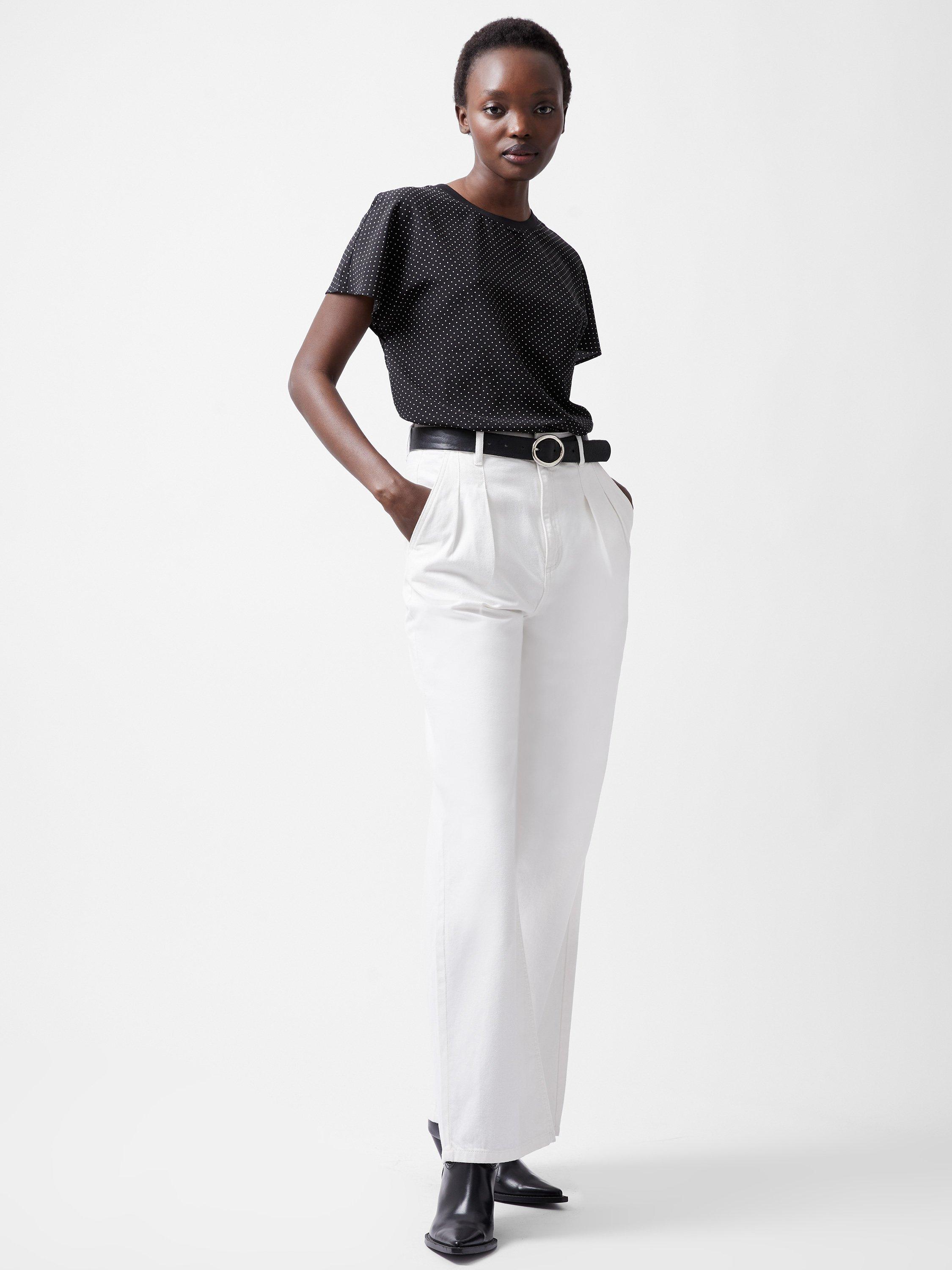 French Connection Dotty Spot Top, Black/White, L