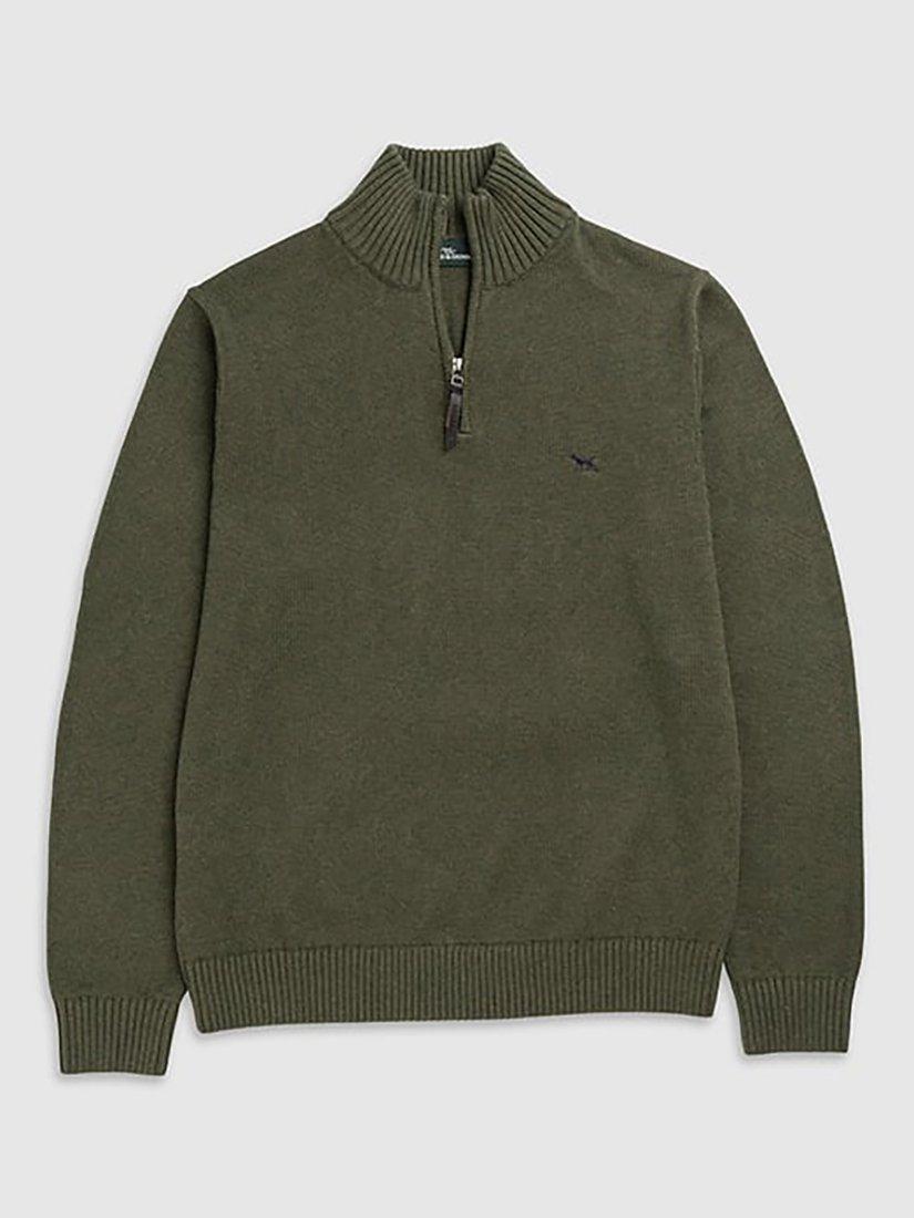 Rodd & Gunn Merrick Bay Cotton Quarter Zip Neck Jumper, Loden