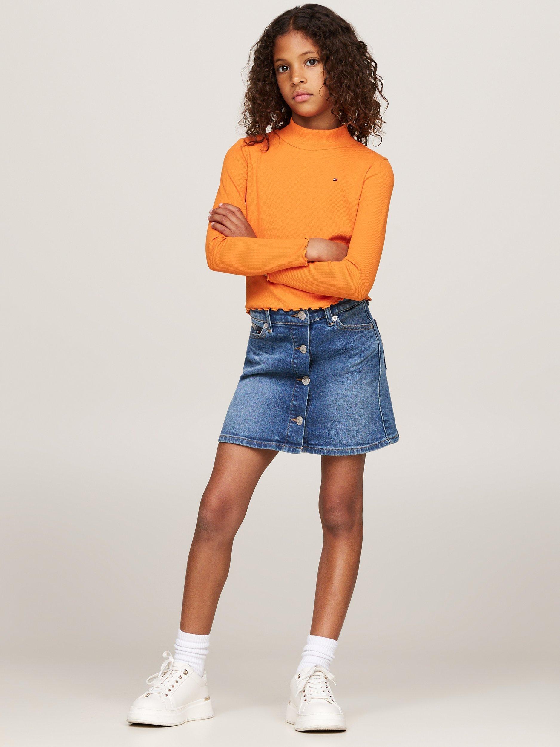 Tommy Hilfiger Kids' High Neck Rib Long Sleeve Top