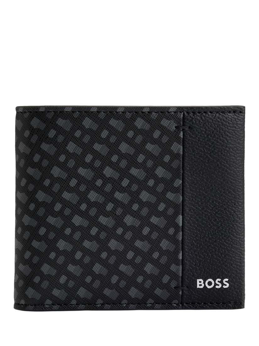 BOSS Embossed Logo Leather Wallet, Black