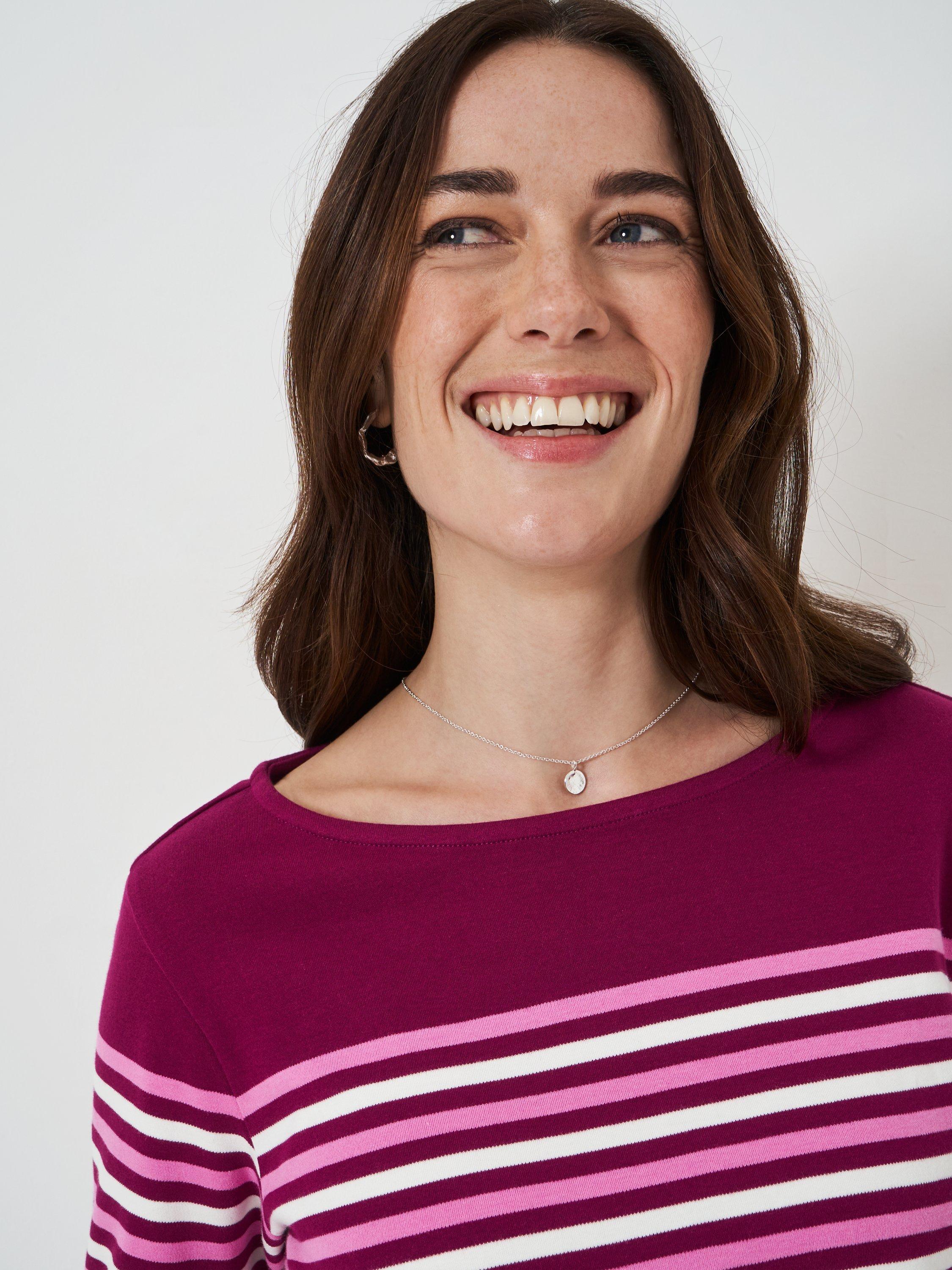 Crew Clothing Ultimate Breton Stripe Top, Pastel Pink