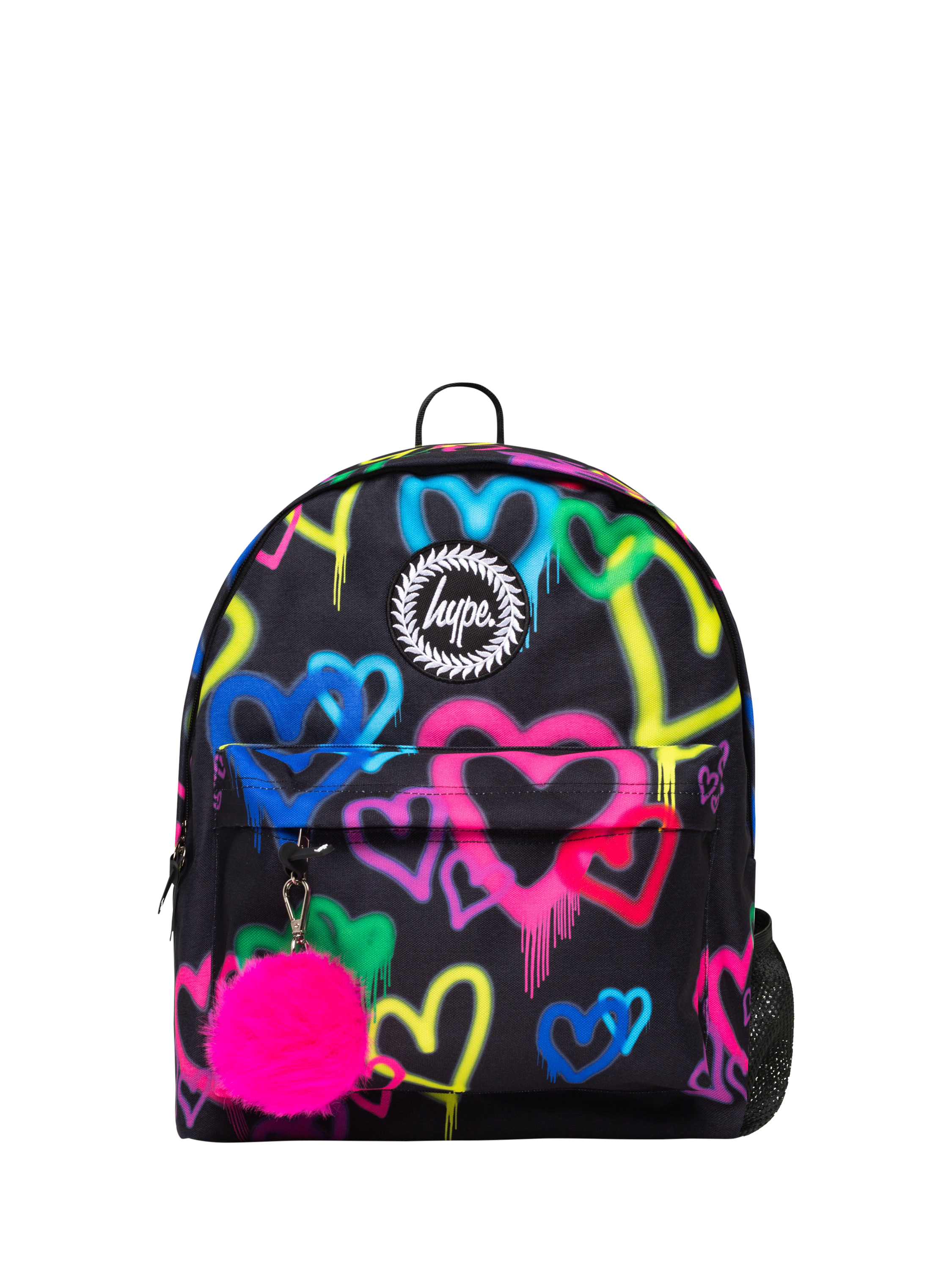 Hype Kids' Graffiti Hearts Backpack, 18L, Black/Multi