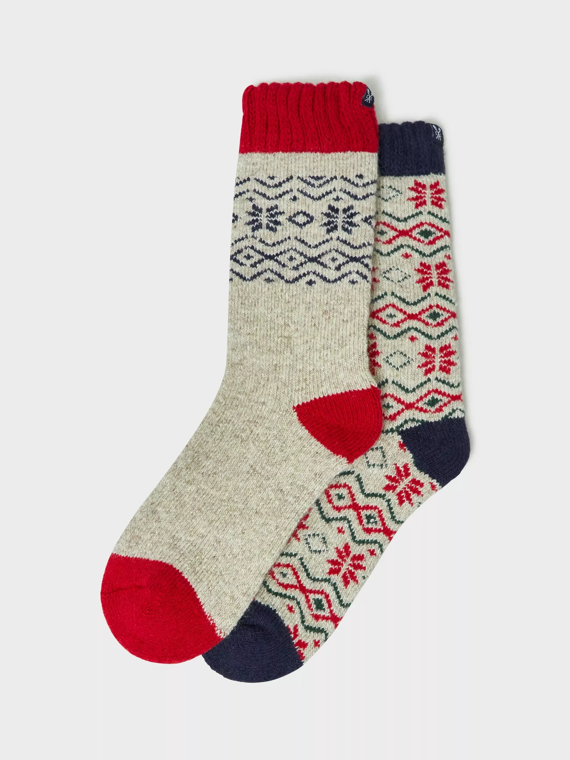 Crew Clothing Fair Isle Wool Blend Welly Socks, Pack of 2, Black