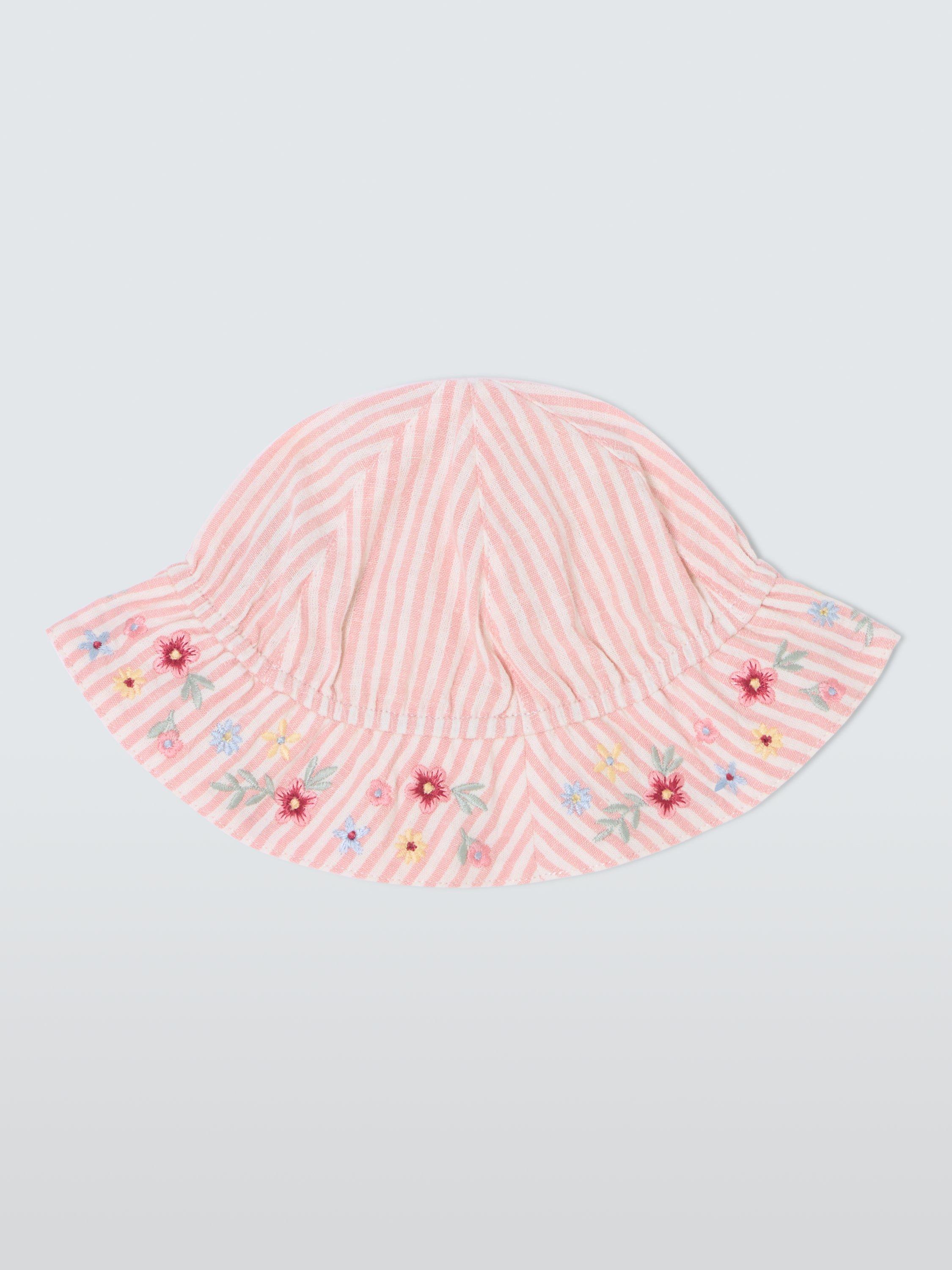 John Lewis Heirloom Collection Kids' Floral Stripe Hat, Pink
