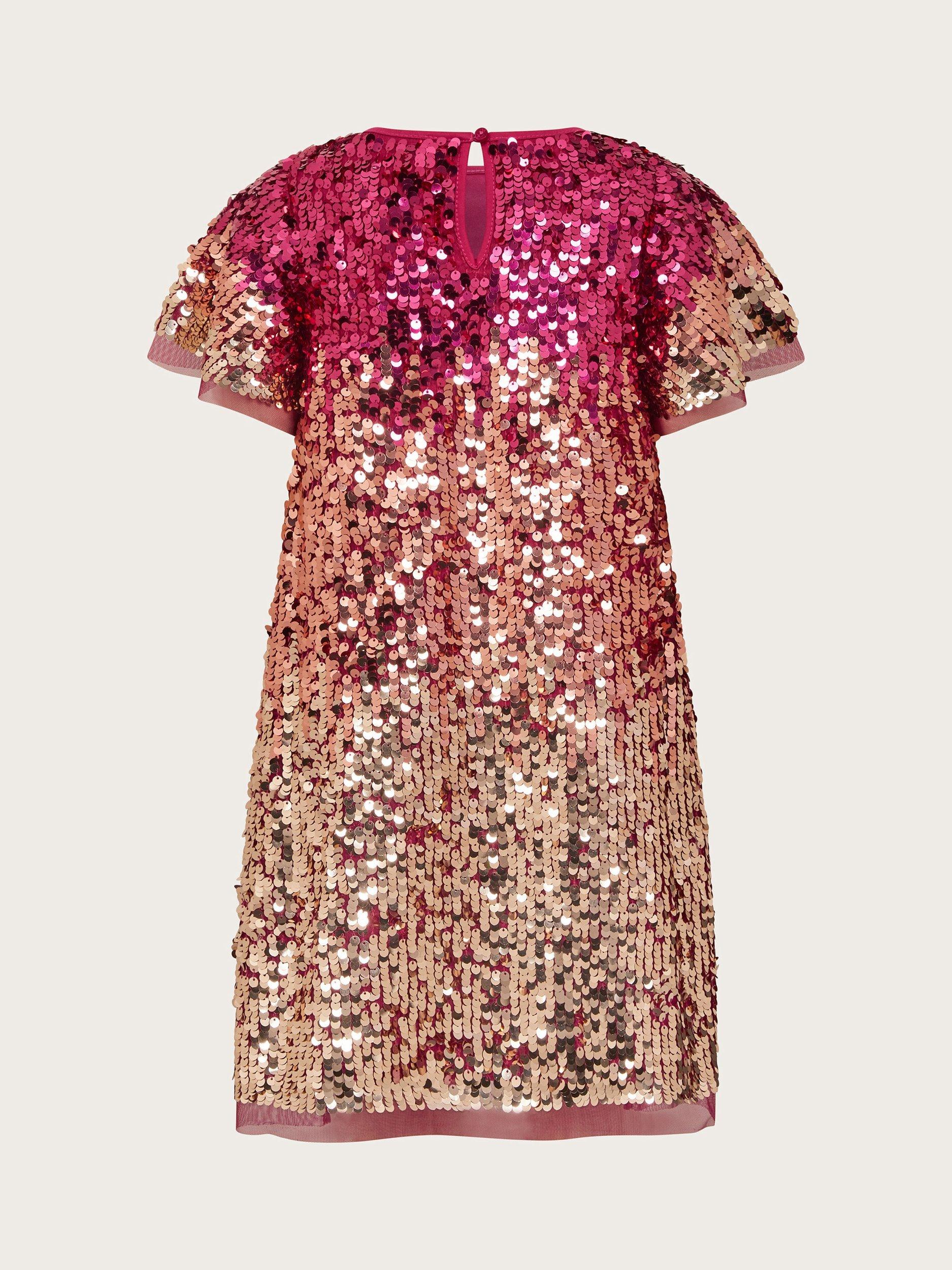 Monsoon Kids' Ombre Sequin Dress, Pink/Multi