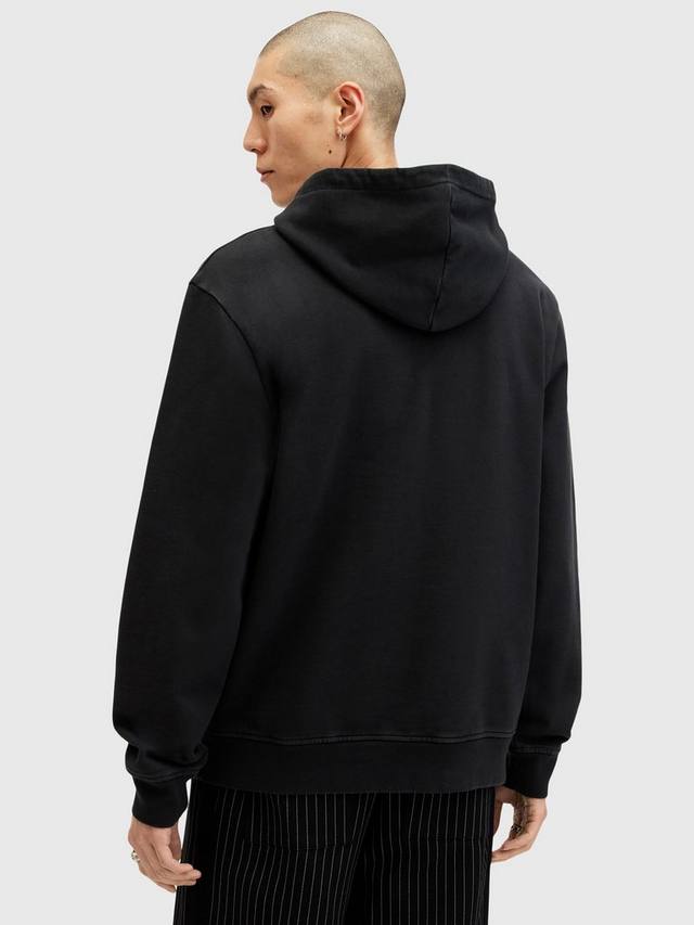 AllSaints Bones Organic Cotton Hoodie, Washed Black AllSaints Bones Organic Cotton Hoodie, Washed Black