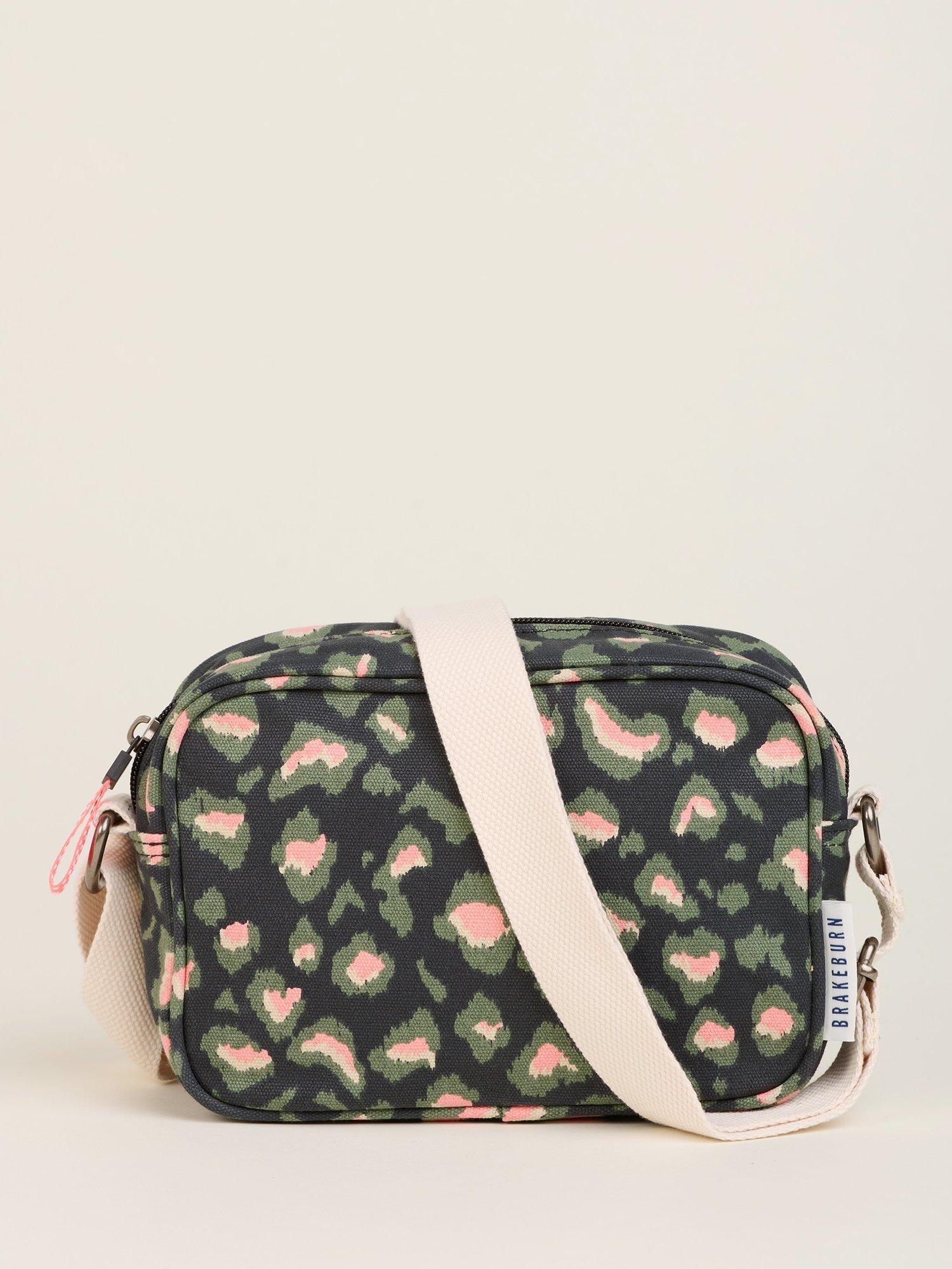 Brakeburn Khaki Leopard Print Camera Crossbody Bag, Medium, Charcoal