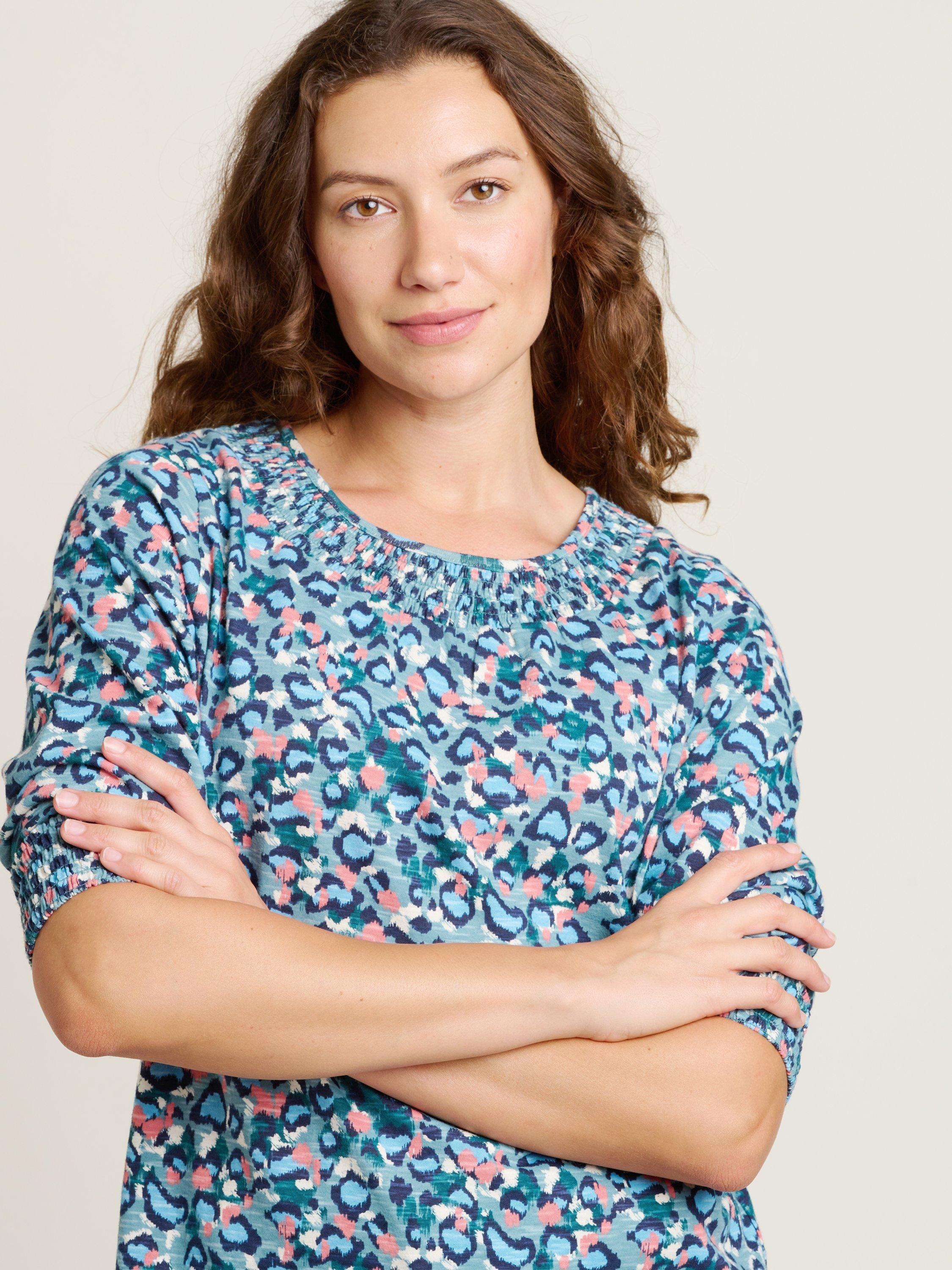 Brakeburn Brushed Leopard T-Shirt, Blue