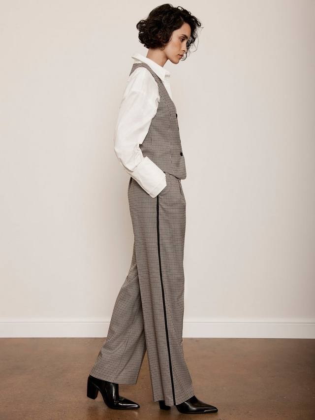 Mint Velvet Check Side Stripe Trousers, Multi Mint Velvet Check Side Stripe Trousers, Multi