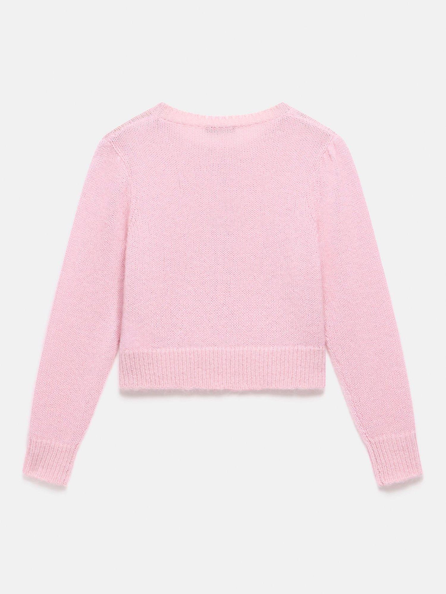 Mint Velvet Lightweight Wool Blend Cardigan, Pink