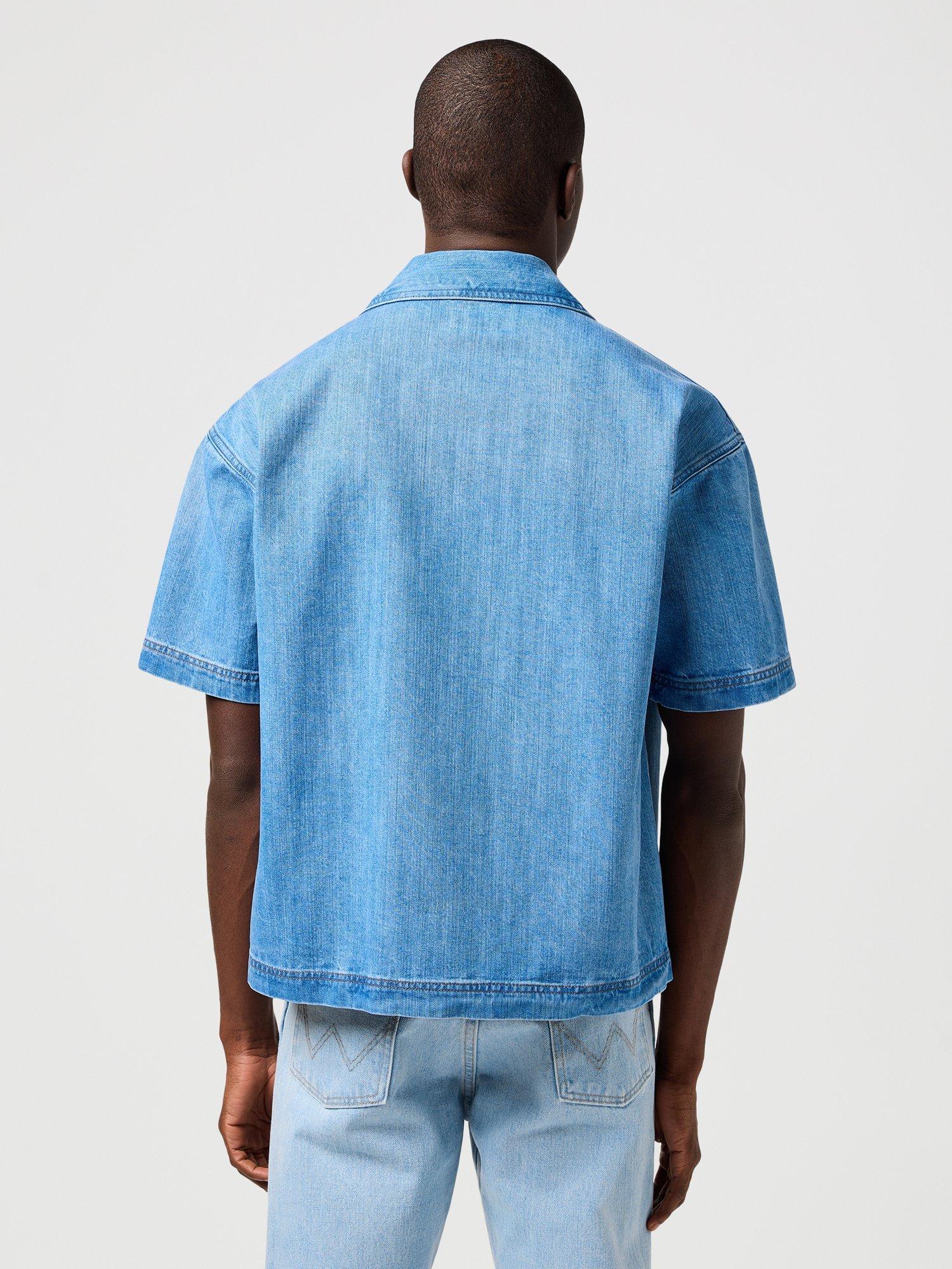 Wrangler Casey Jones Short Sleeve Denim Overshirt, Mid Wash