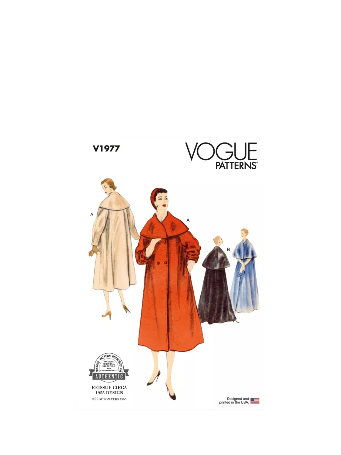 Vogue Misses' Vintage Coat Sewing Pattern, V1977