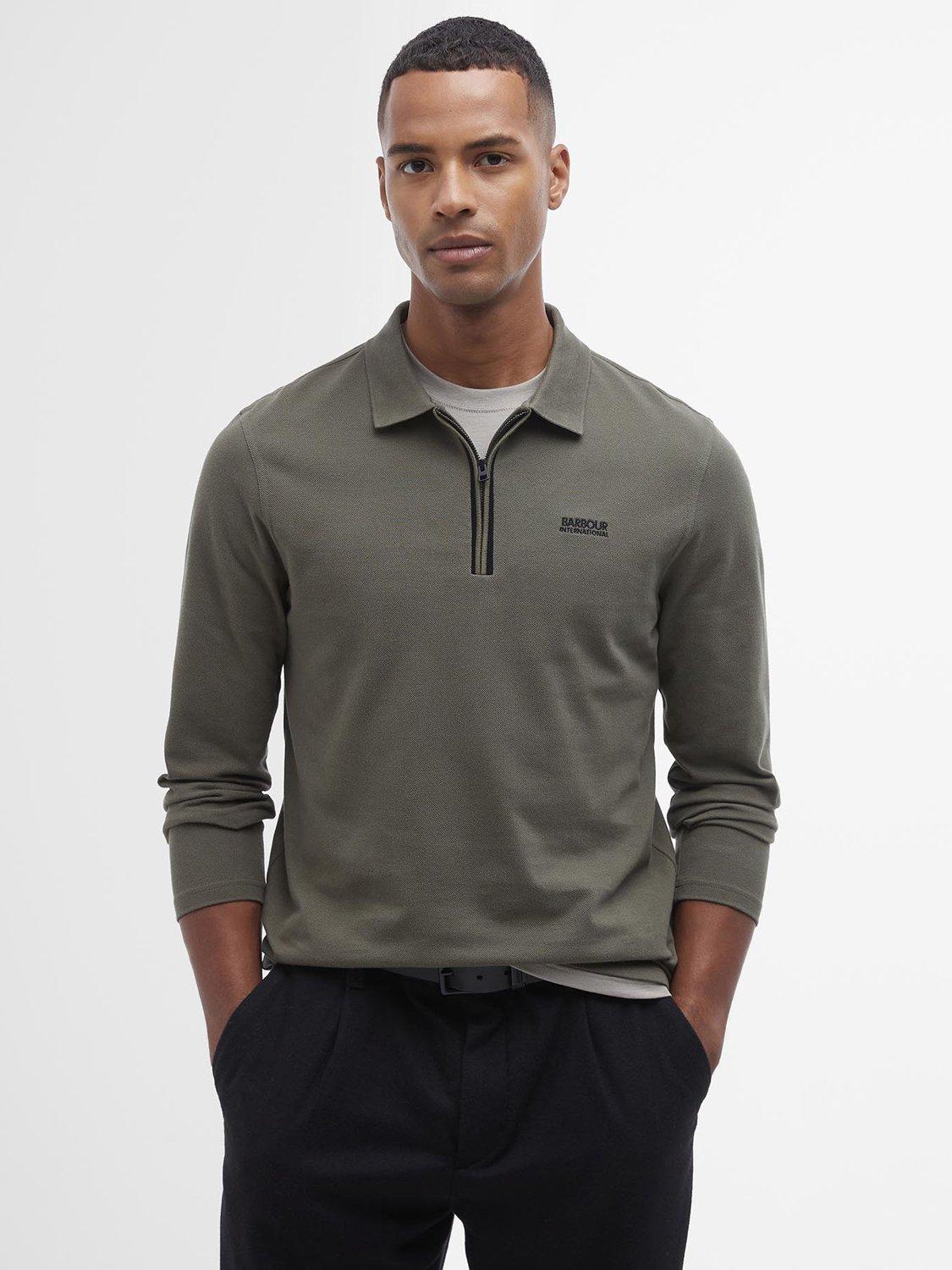 Barbour International Marshall Long Sleeved Polo Shirt Uniform Green