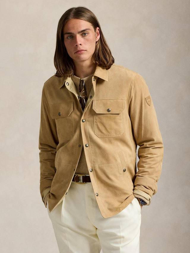 Polo Ralph Lauren Goat Suede Shacket, Vintage Khaki/Tan Polo Ralph Lauren Goat Suede Shacket, Vintage Khaki/Tan